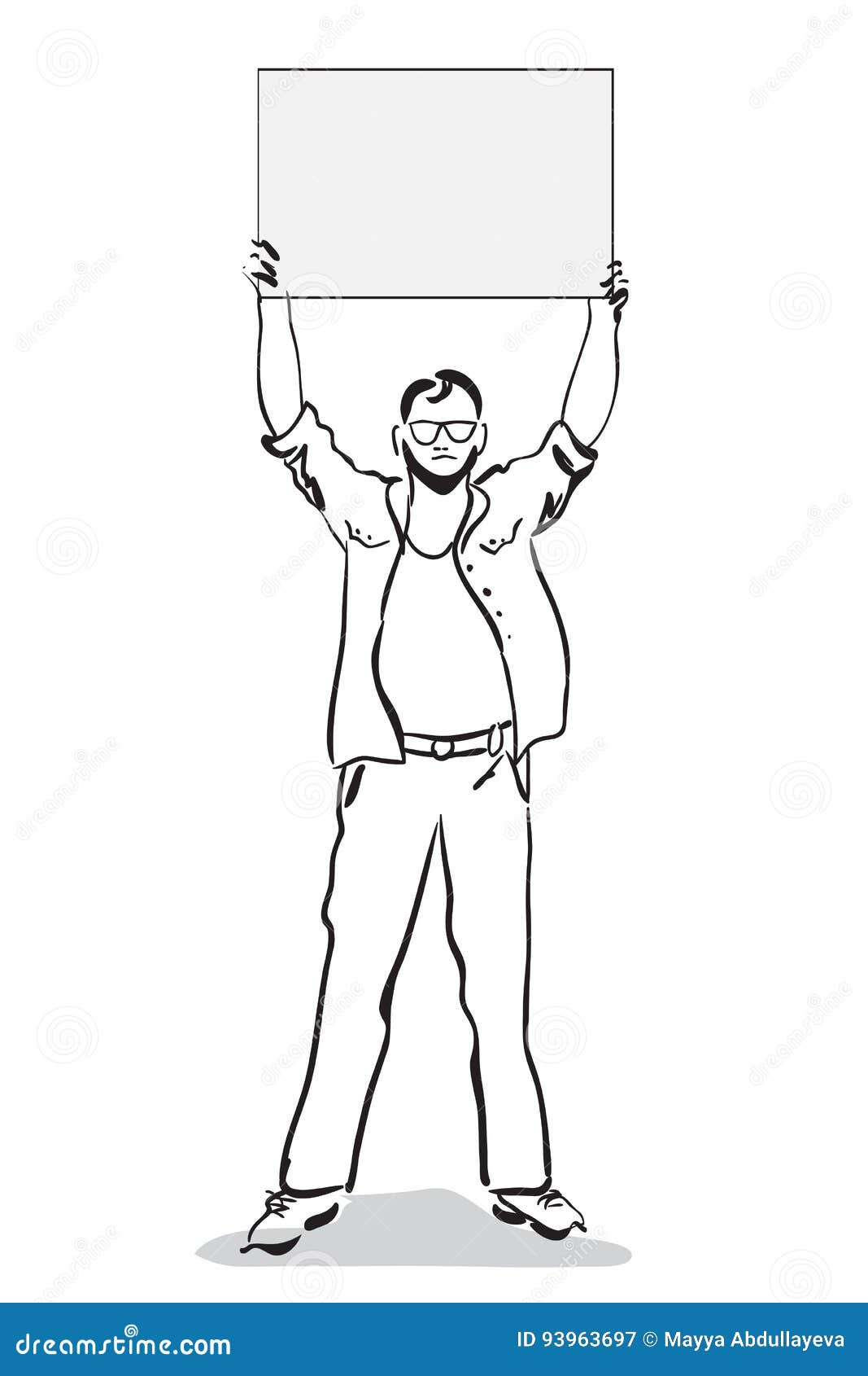 Man standing with plakat. stock vector. Illustration of politician ...