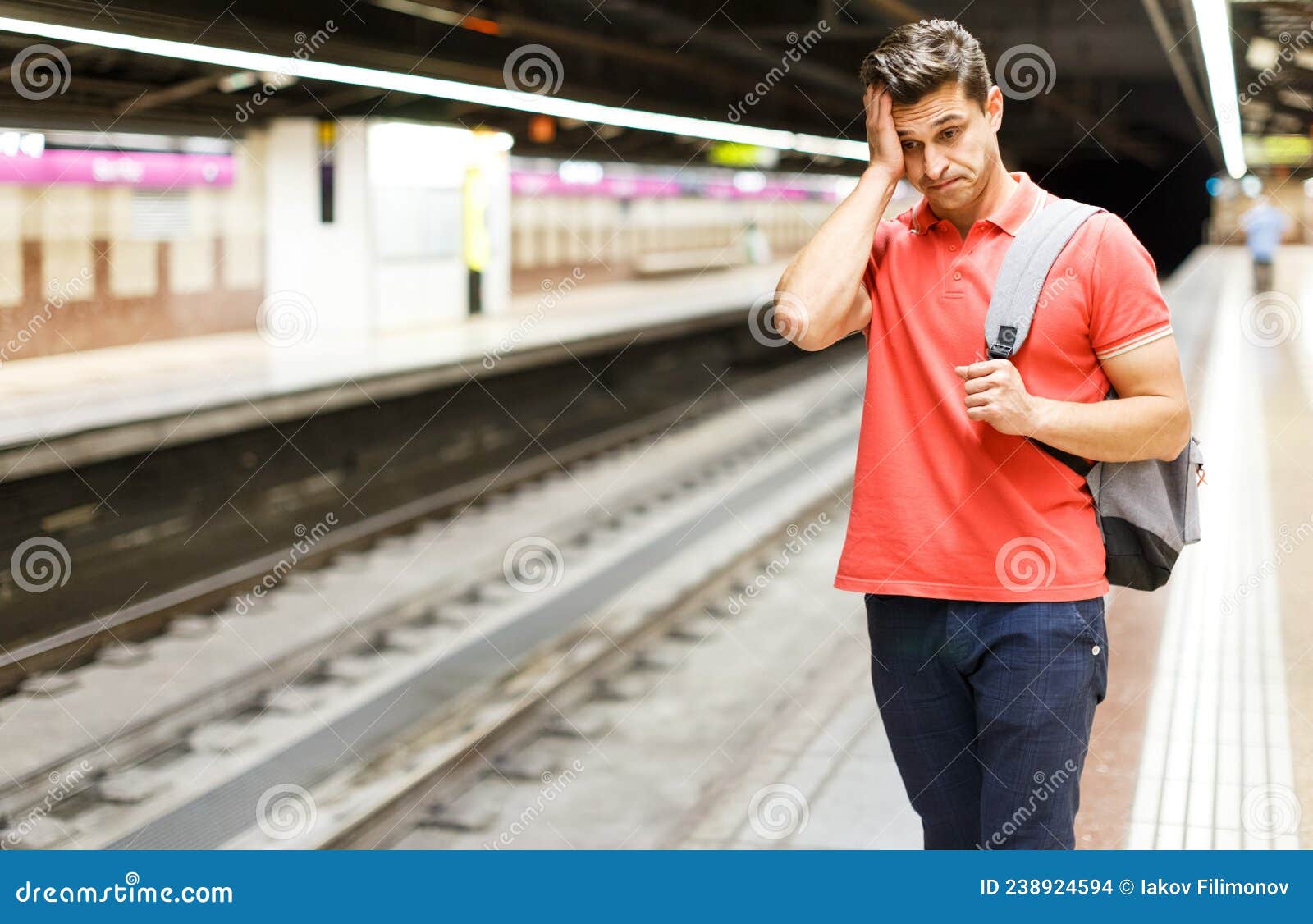 Man is Standing on Platform and Waiting Train Stock Photo - Image of ...