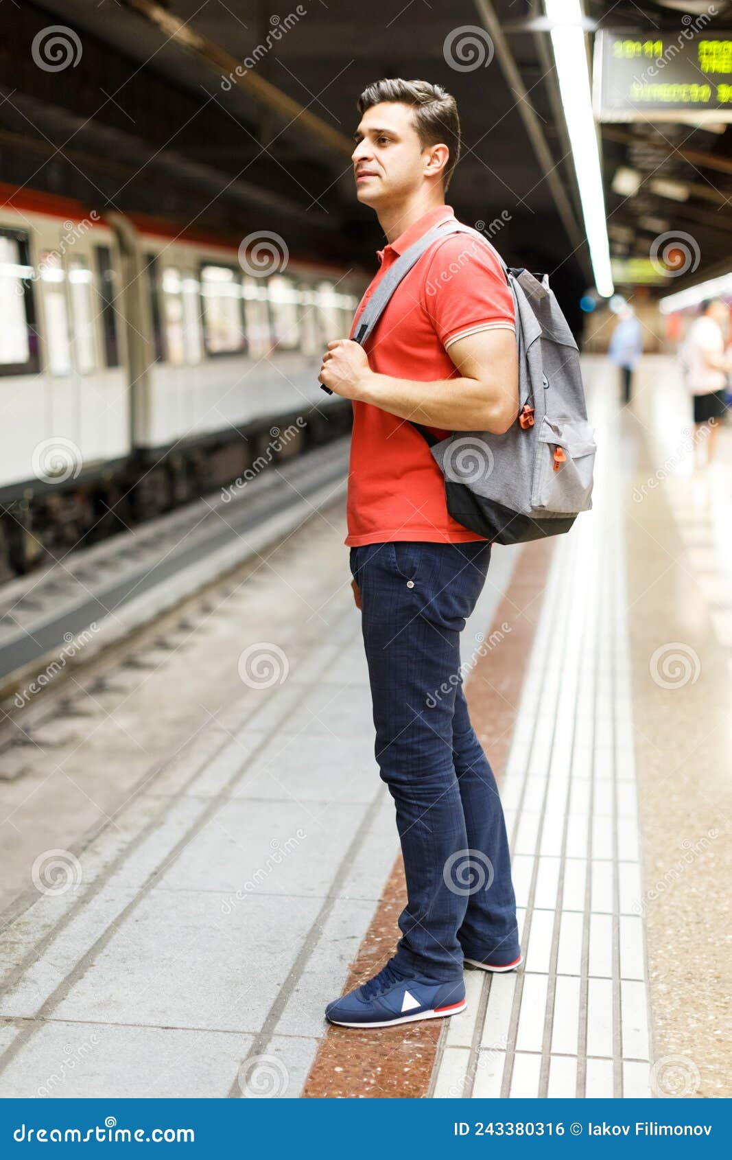 Man is Standing on Platform and Waiting Train Stock Photo - Image of ...