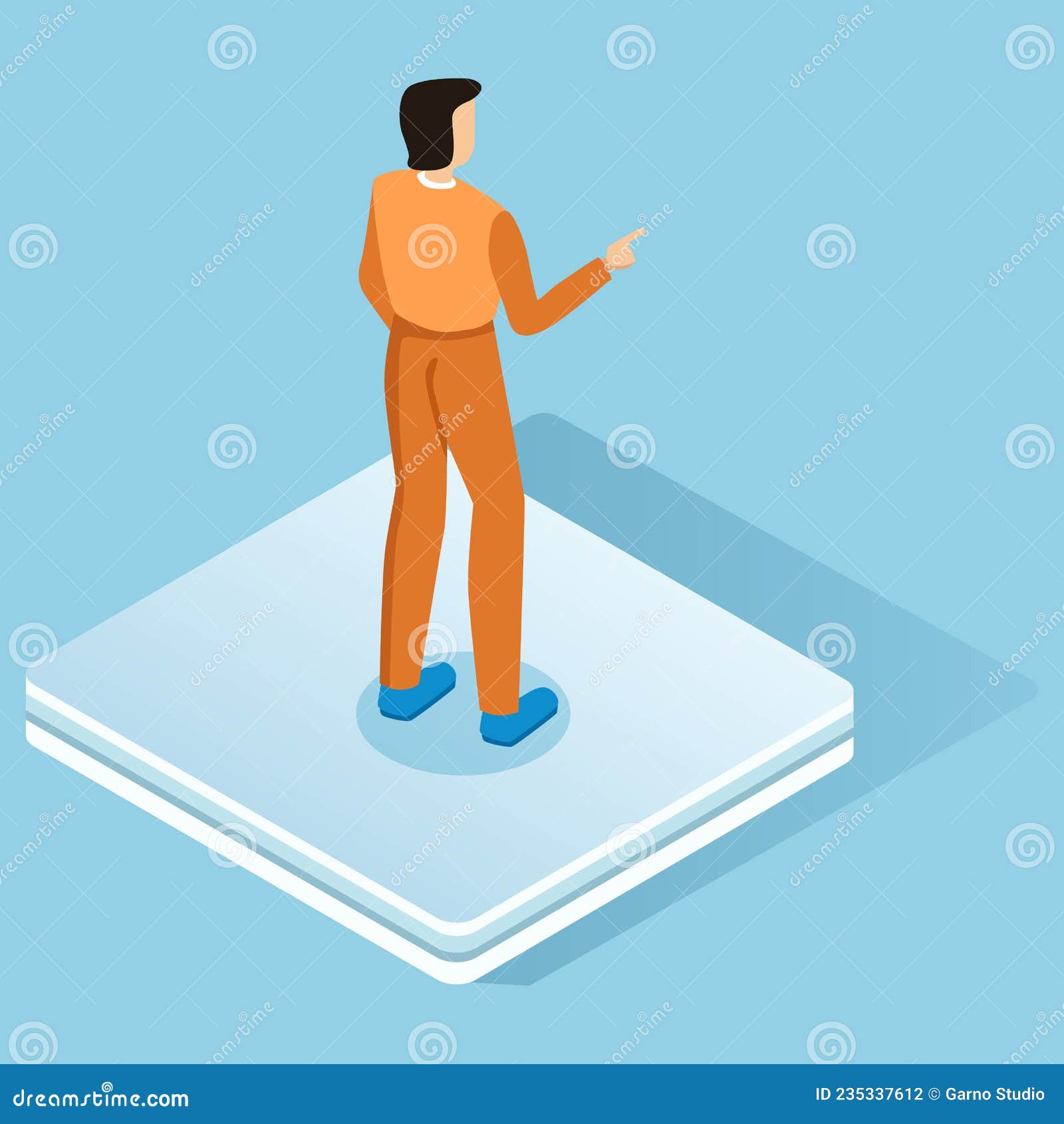 Man Standing on Podium. Back View Stock Vector - Illustration of ...