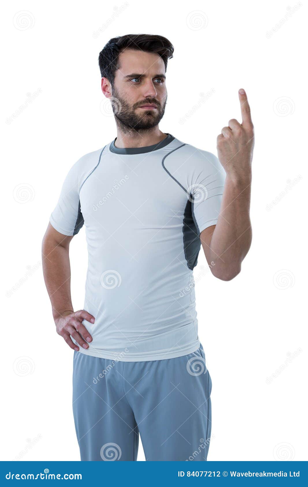 Man Standing with a Pointing Finger Stock Photo - Image of casual ...
