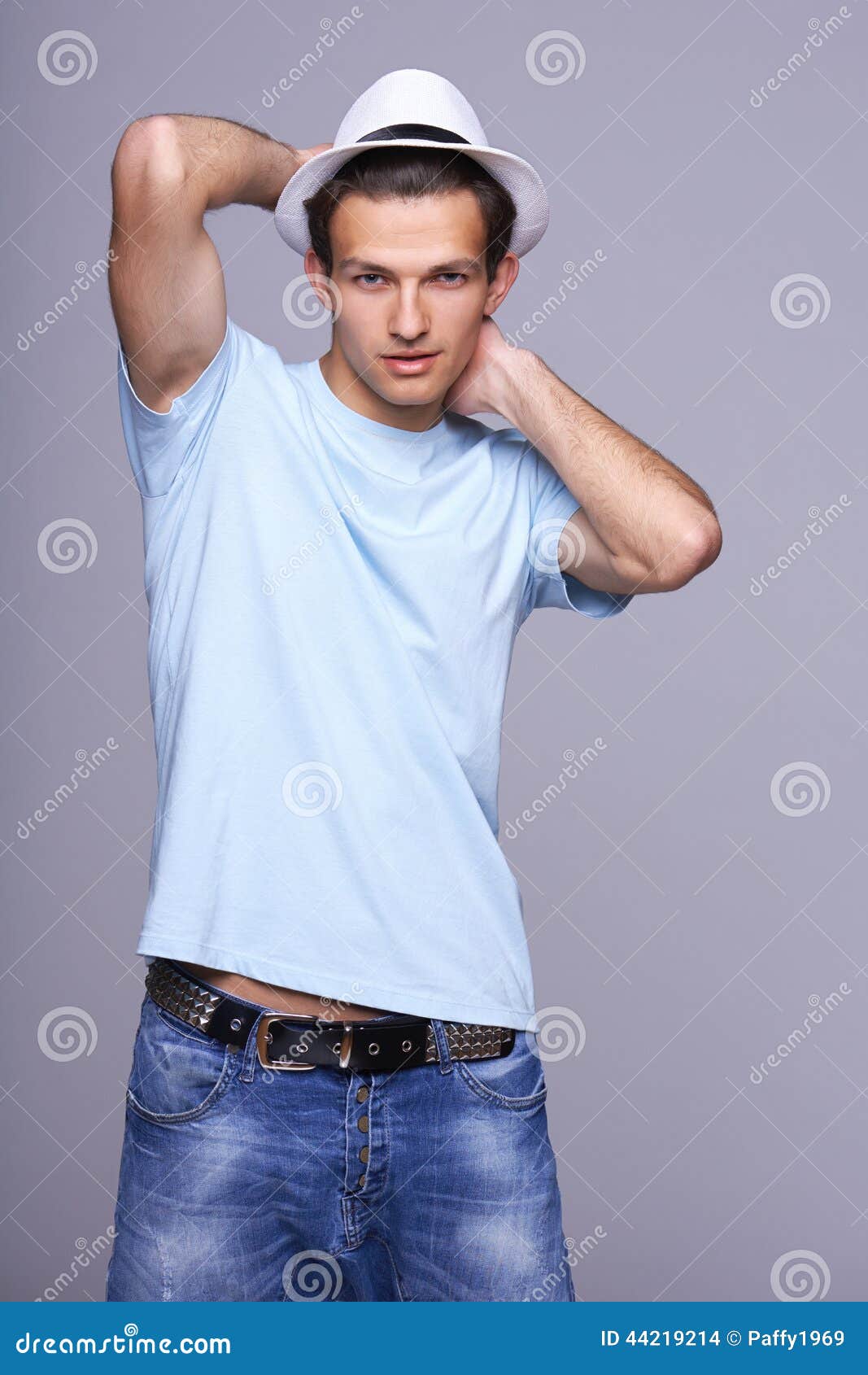Man Standing Posing with Hat Stock Photo - Image of modern, handsome ...