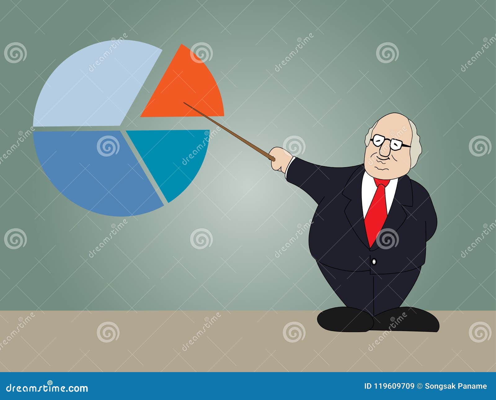 A Man Standing Presentation Circle Graph Stock Vector - Illustration of ...