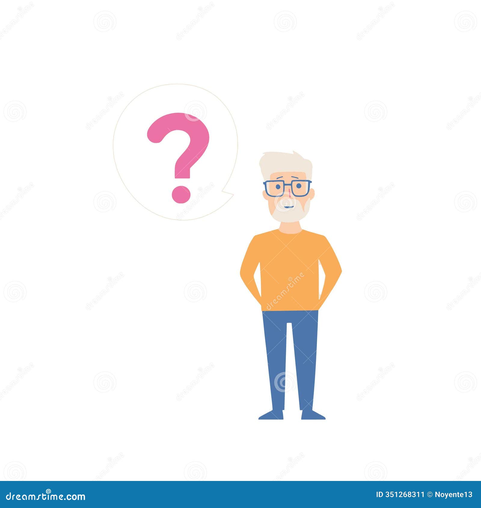 Man Standing beside a Question Mark Bubble Vector Stock Illustration ...