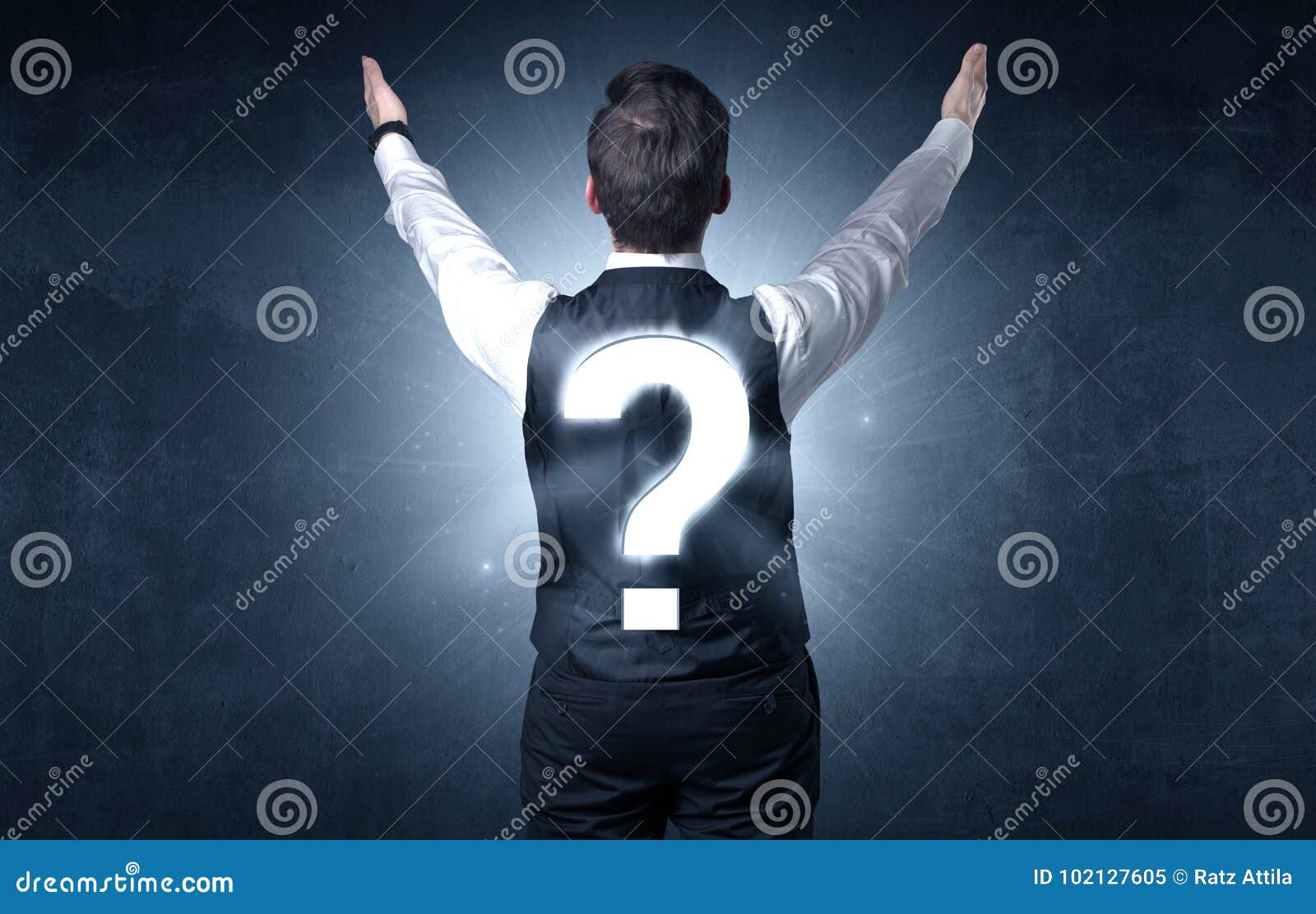 Man Standing with Question Mark on His Back Stock Image - Image of ...