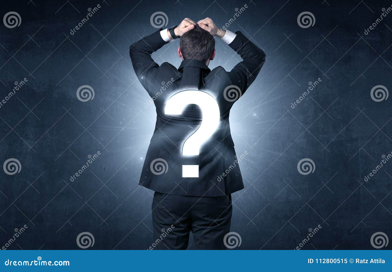 Man Standing with Question Mark on His Back Stock Image - Image of ...