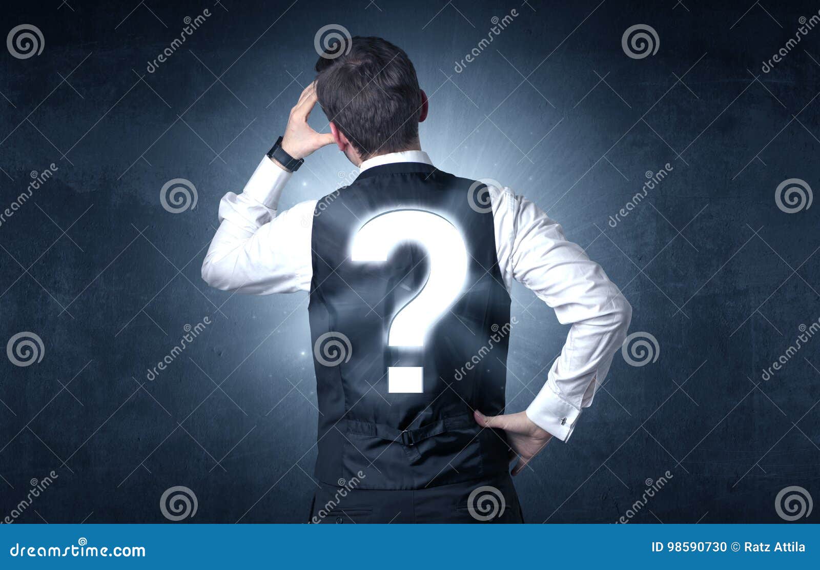 Man Standing with Question Mark on His Back Stock Photo - Image of ...