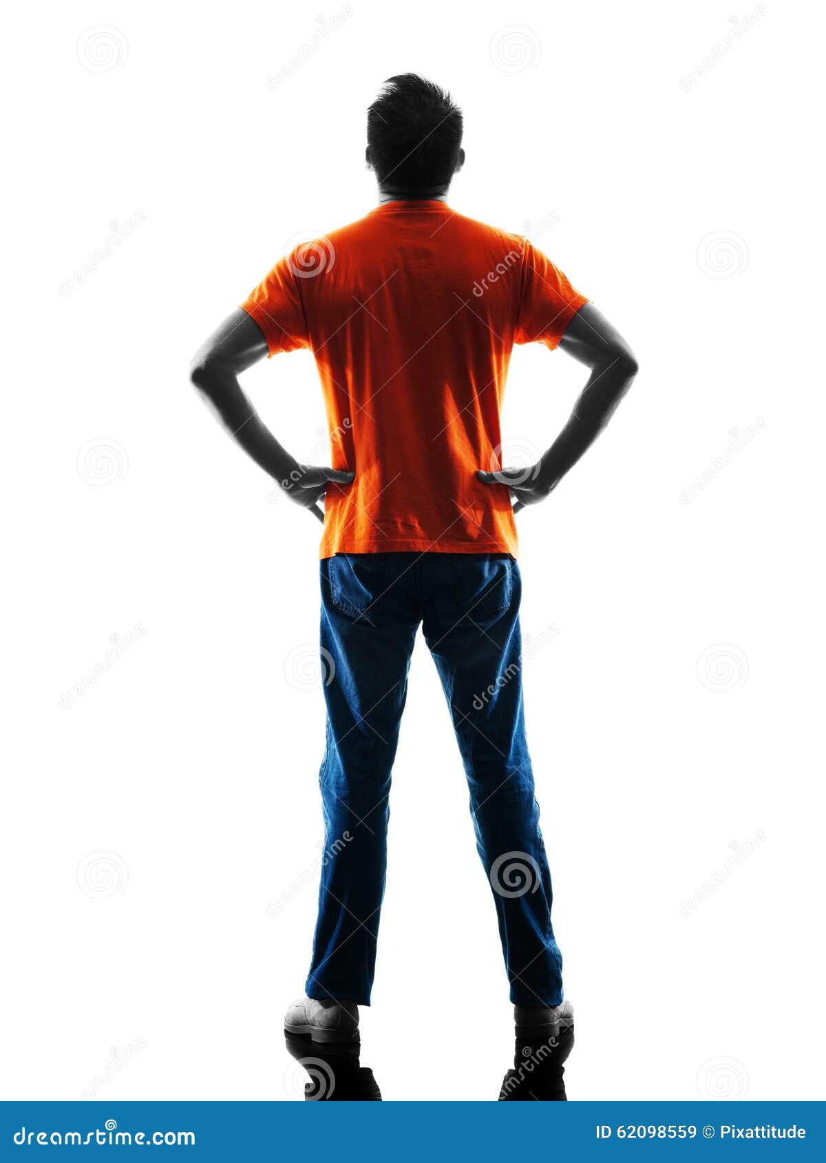 Man Standing Rear View Silhouette Isolated Stock Image - Image of back ...