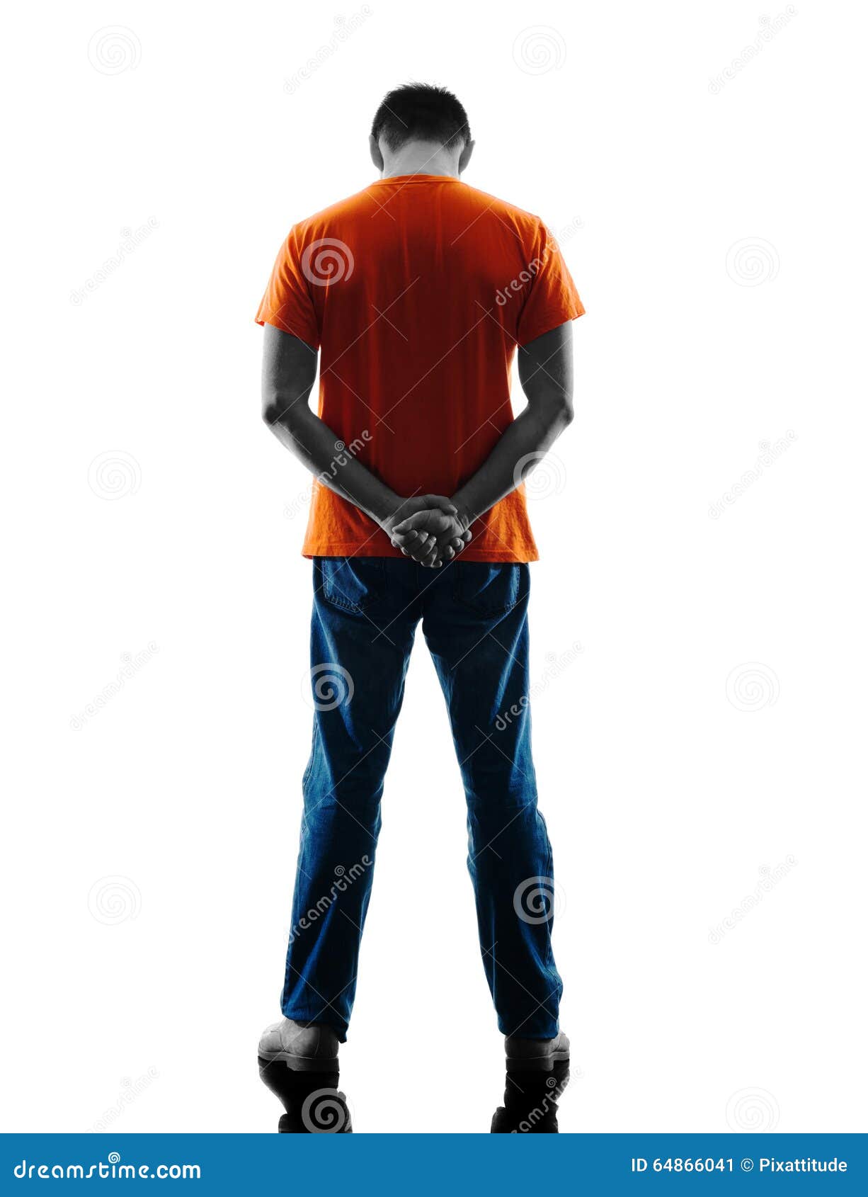 Man Standing Rear View Silhouette Isolated Stock Image - Image of ...