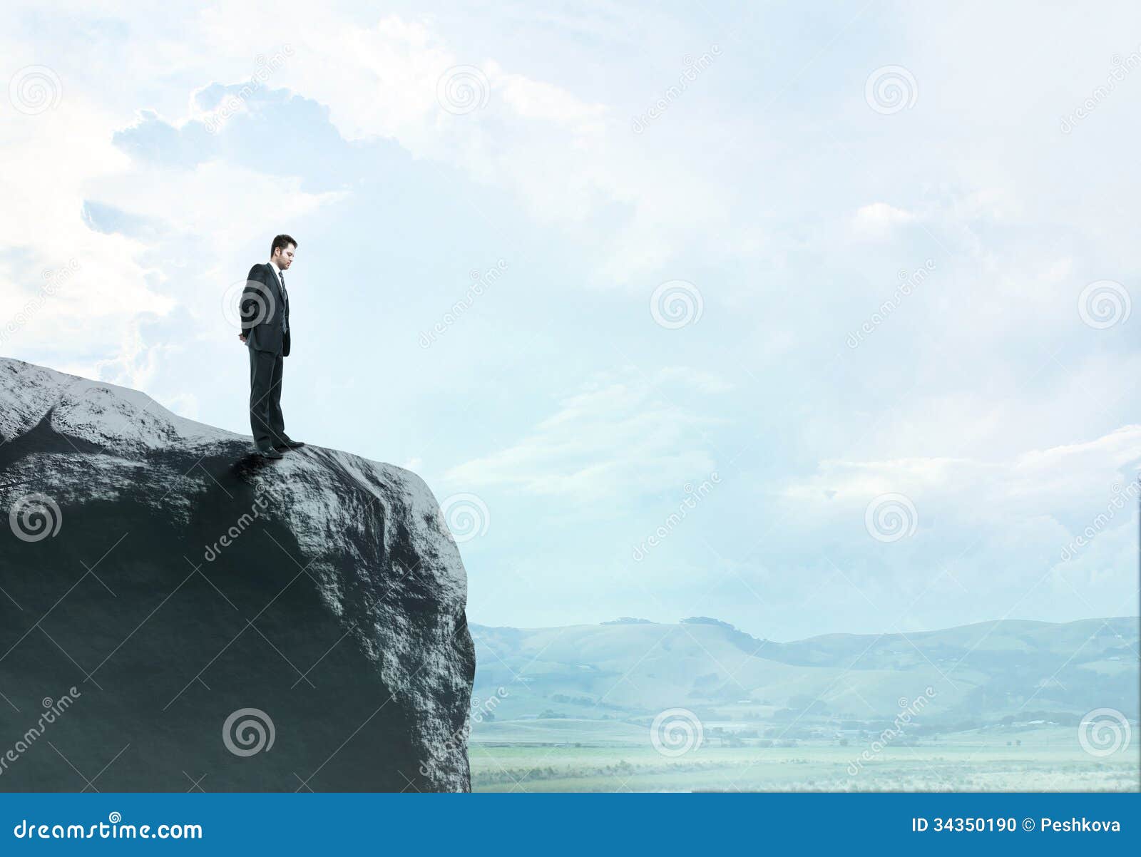 Man standing on rock stock photo. Image of earn, concept - 34350190