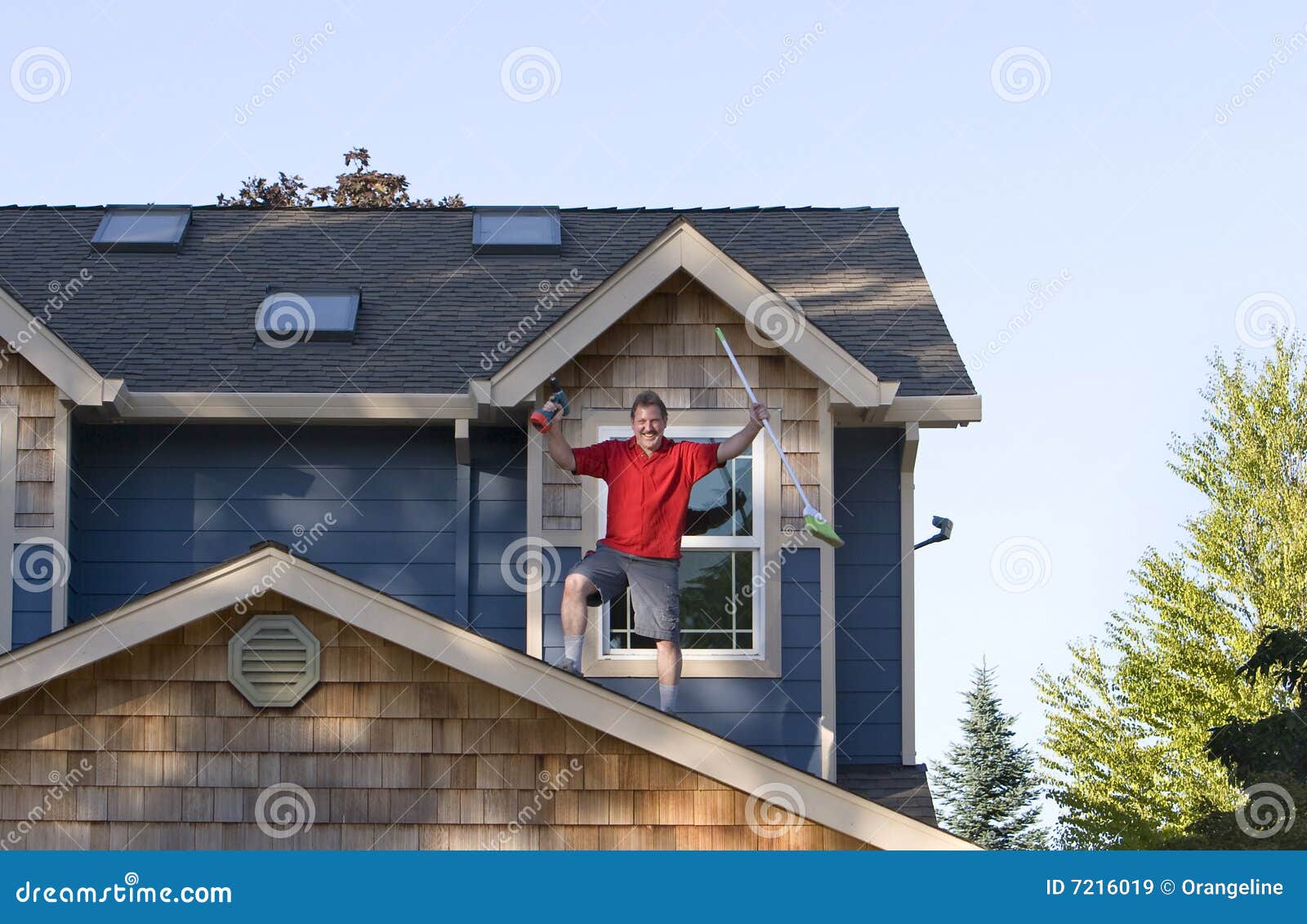 Man Standing on Roof stock image. Image of equipment, caucasian - 7216019