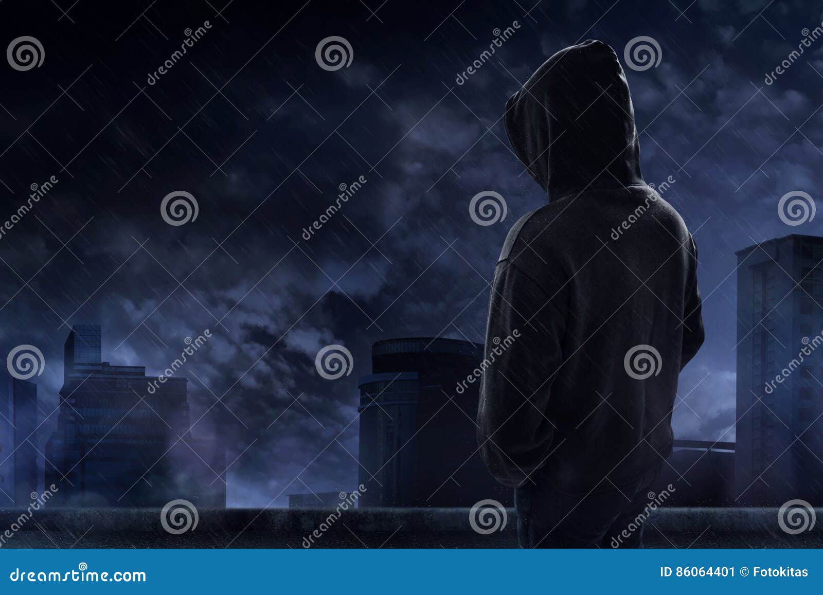 Man Standing on the Rooftop Stock Image - Image of danger, evening ...