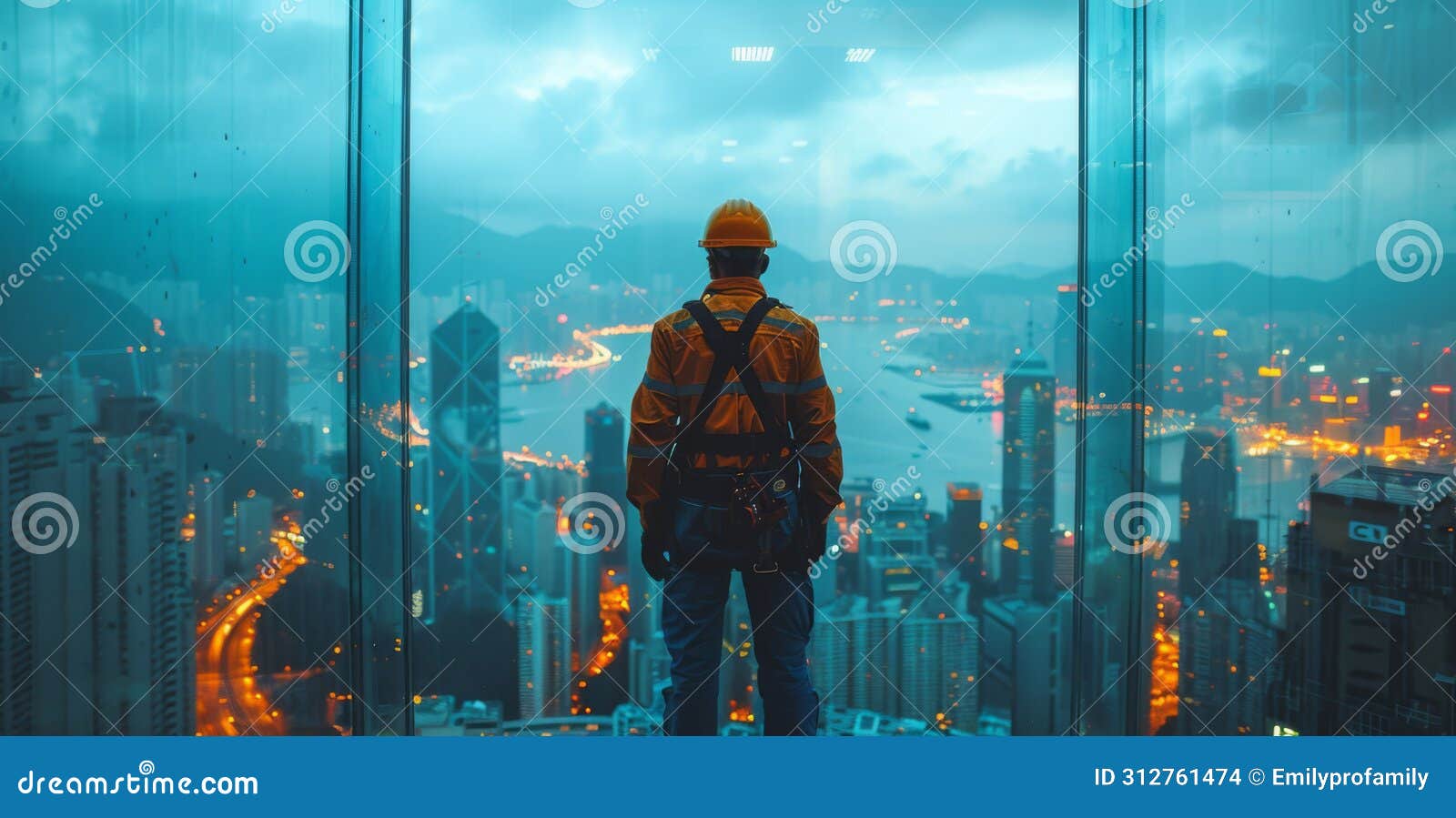 Man Standing on Top of Tall Building Stock Photo - Image of technology ...