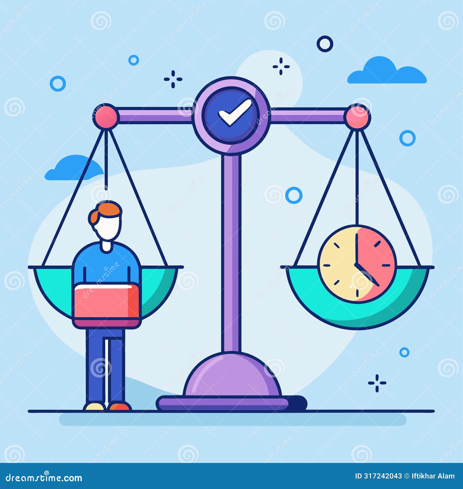 A Man Standing On A Scale While Looking At A Clock And Working On A ...