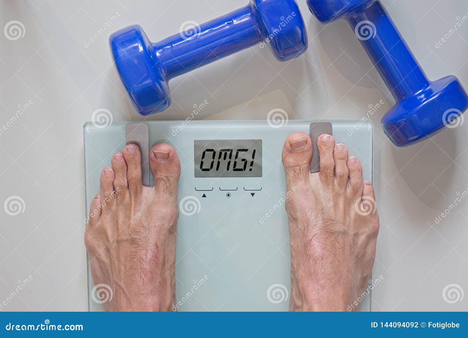 Man standing on scale stock photo. Image of indication - 144094092