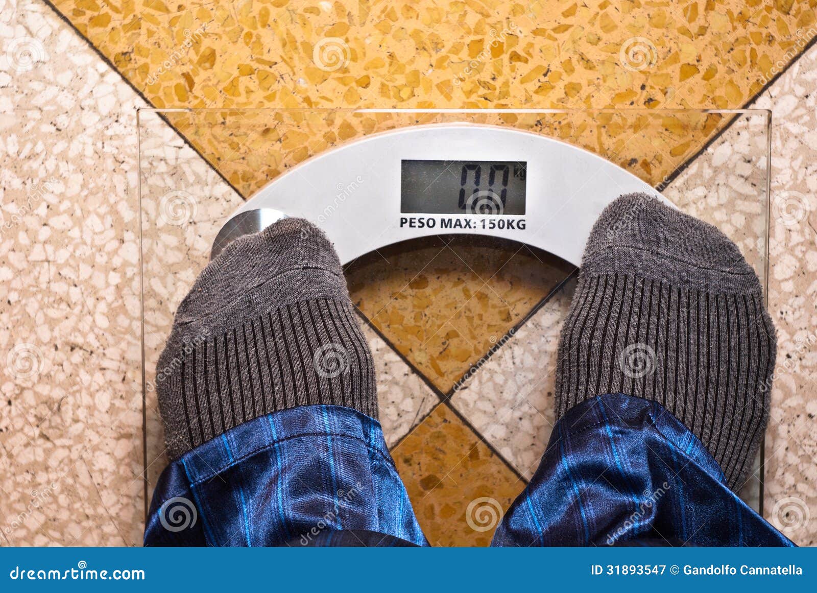 A Man is Standing on a Scale Stock Image - Image of slimming, undressed ...