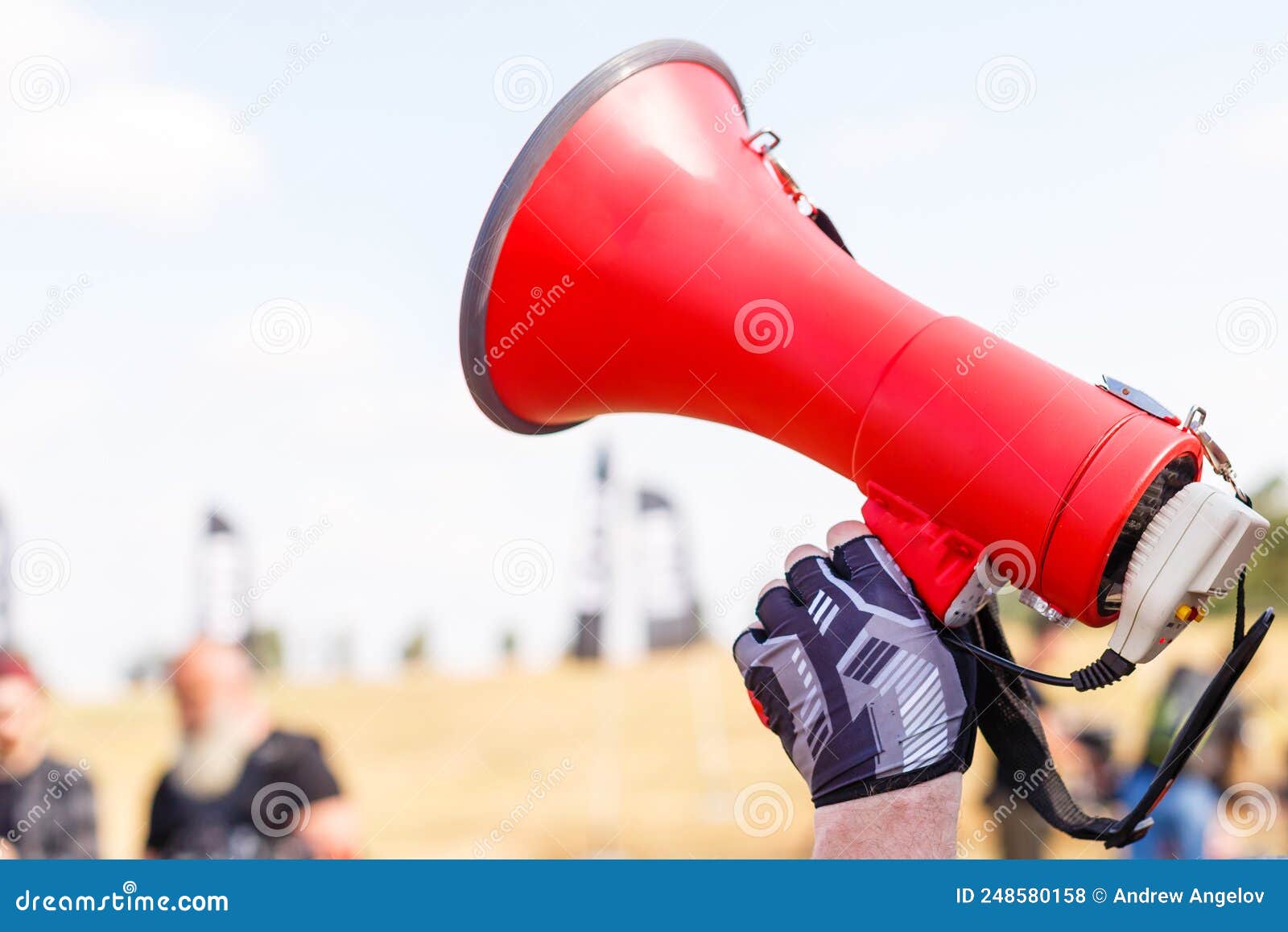 Man Standing Screaming with Mouthpiece. Stock Photo - Image of person ...