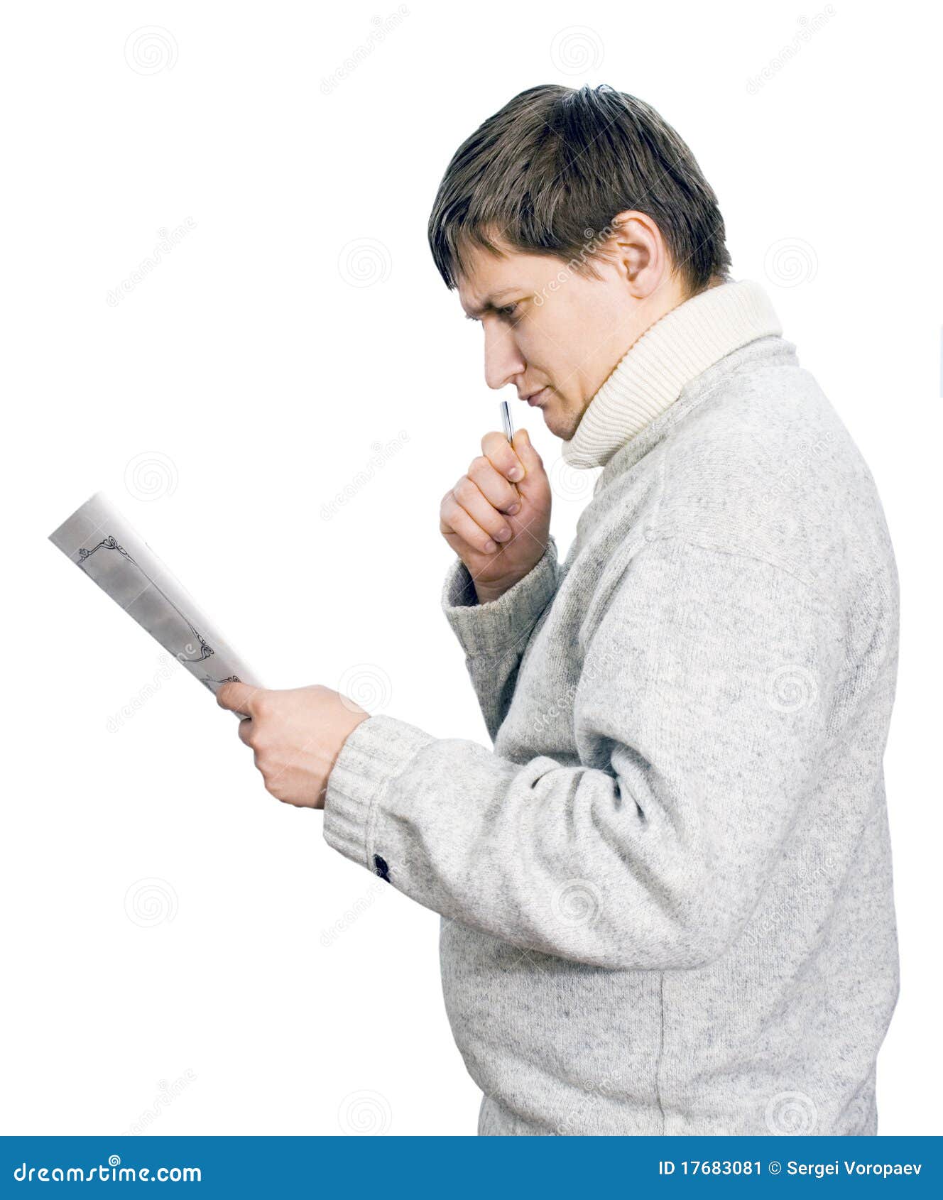 Man Standing in a Serious Reflection Stock Image - Image of person ...