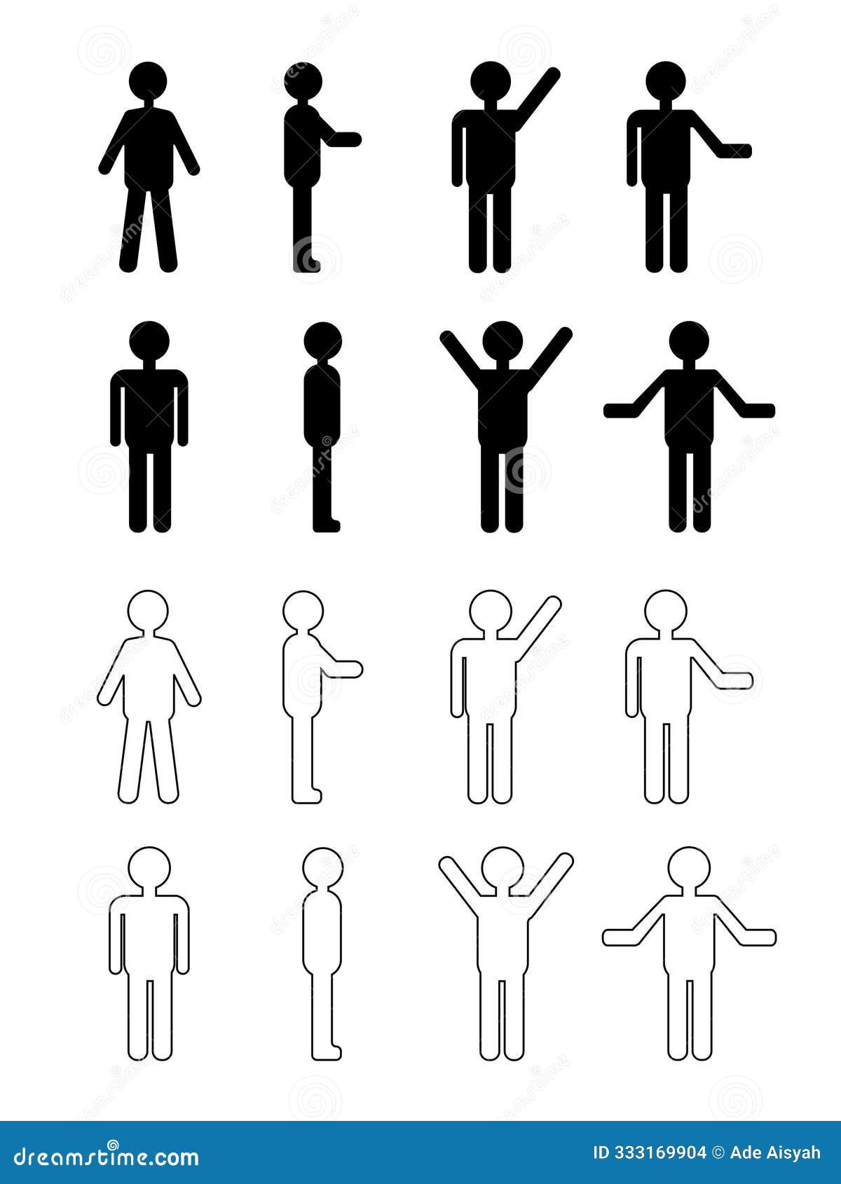 Man Standing Set, Stick Figure Human. Illustration, Pictogram of ... Man Standing Set, Stick Figure Human. Illustration, Pictogram of ...