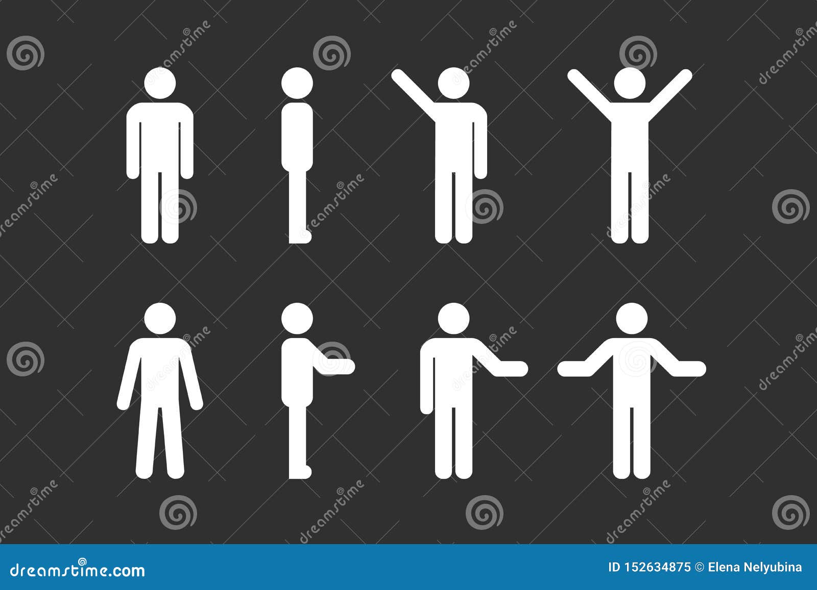 Man Standing Set, Stick Figure Human. Vector Illustration, Pictogram ...