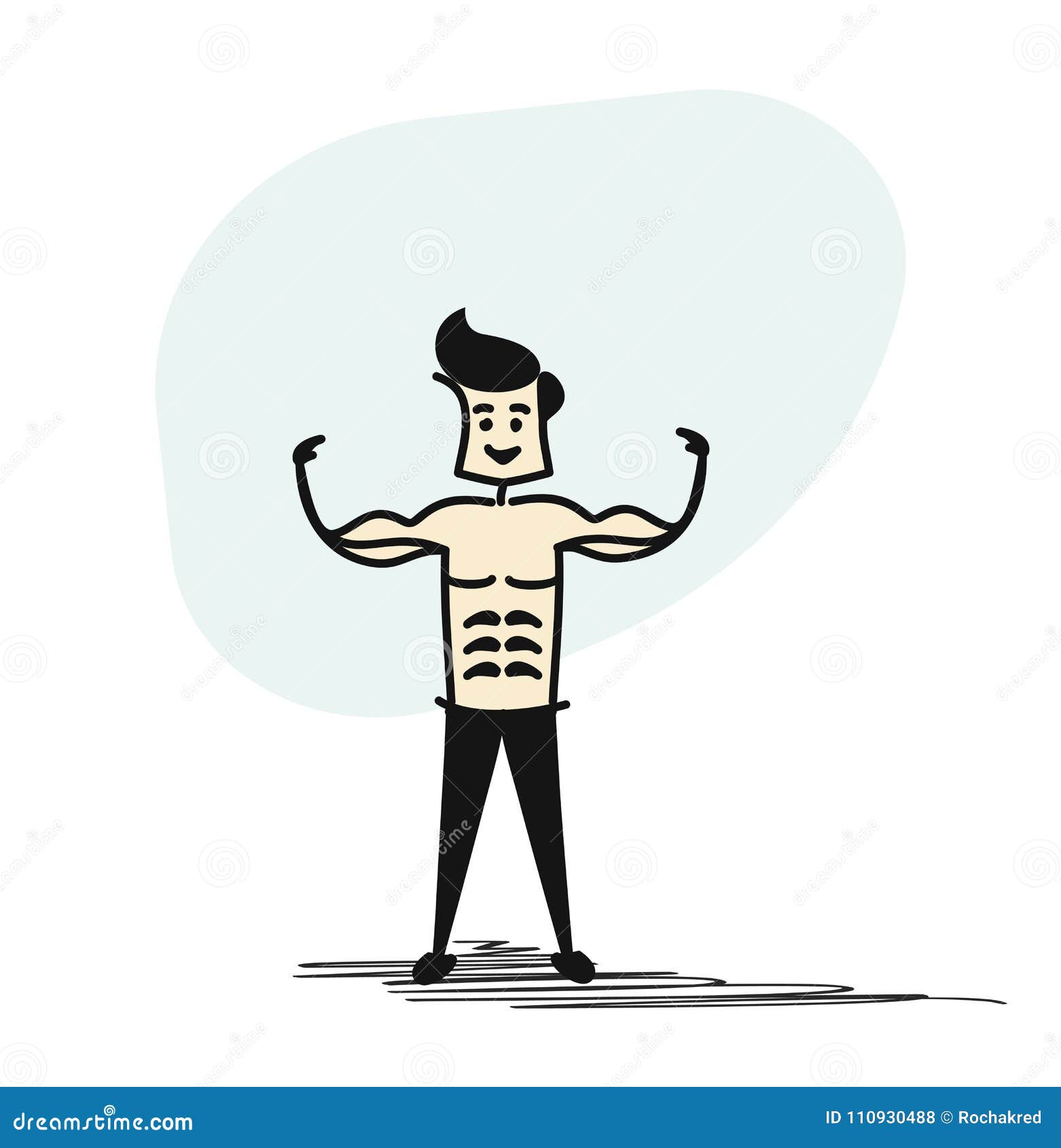 Man Standing with Shadow of Strong Muscular Men Physics Posing. Stock ...