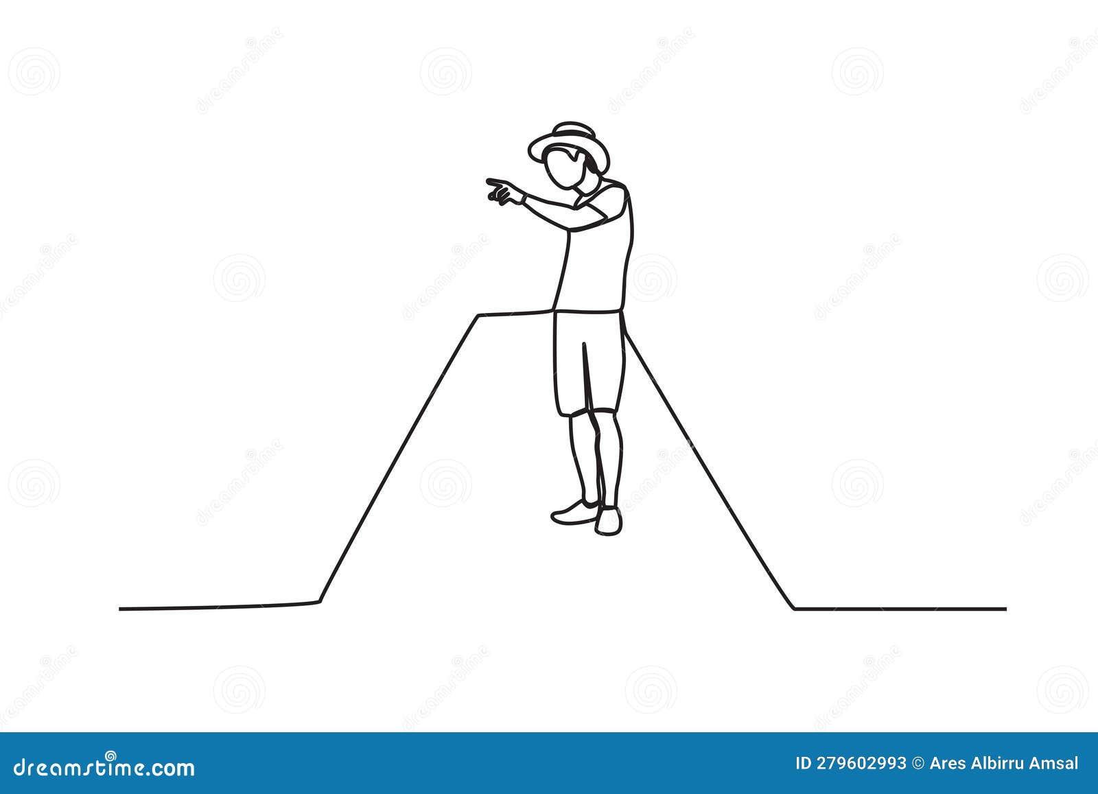 A Man Standing on the Ship Pointing Ahead Stock Vector - Illustration ...