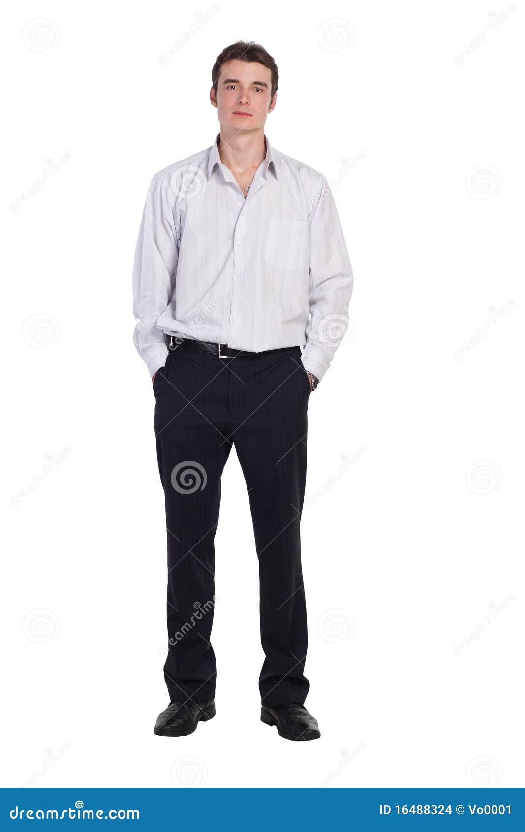 Man Standing in Shirt and Pants Isolated Stock Photo - Image of ...