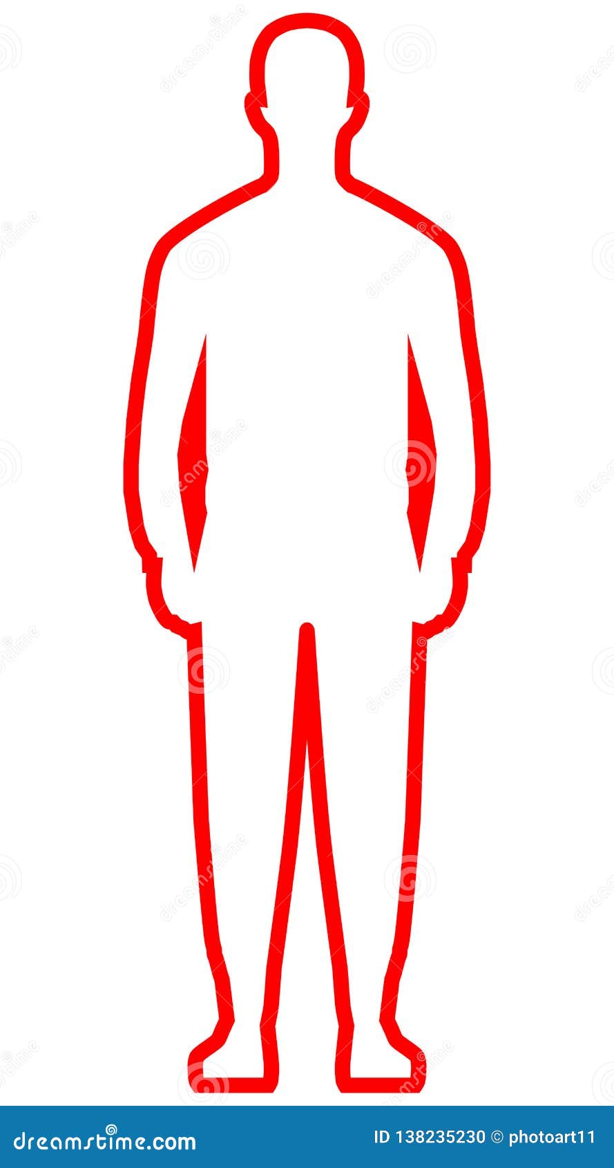 Man Standing Silhouette - Red Simple Outline, Isolated - Vector Stock ...
