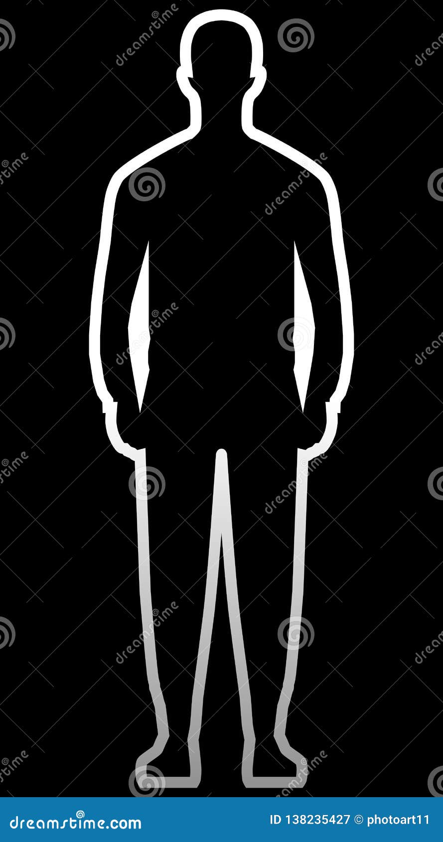 Man Standing Silhouette - White Gradient Outline, Isolated - Vector ...