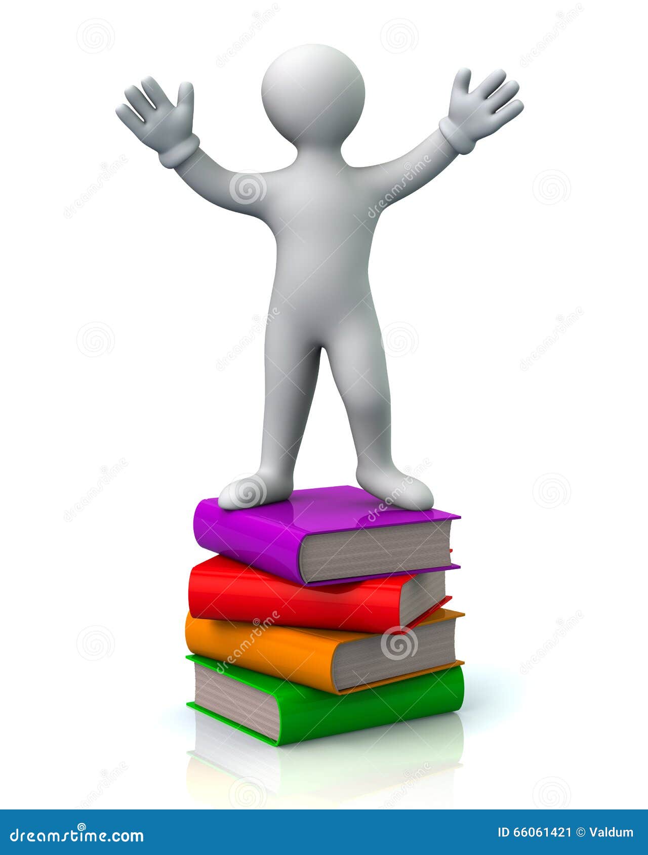 Man Standing on a Stack of Books Stock Illustration - Illustration of ...