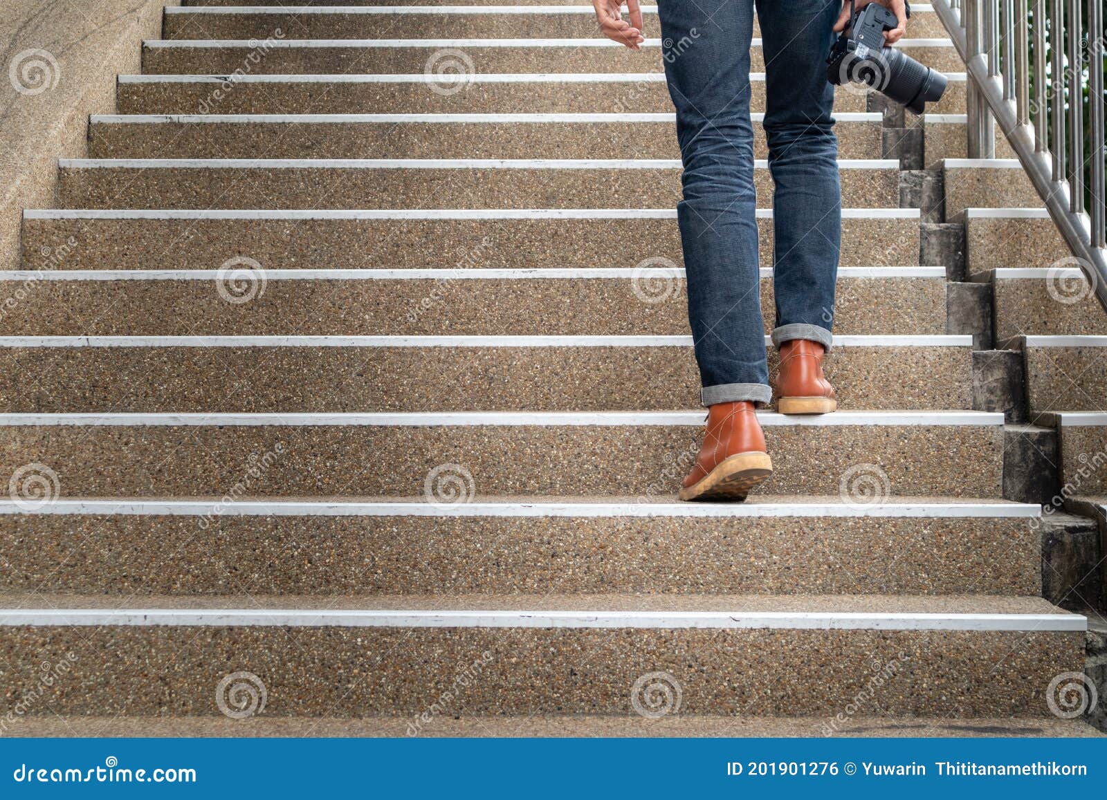 Man Standing on the Stairs. Stock Photo - Image of climbing, people ...
