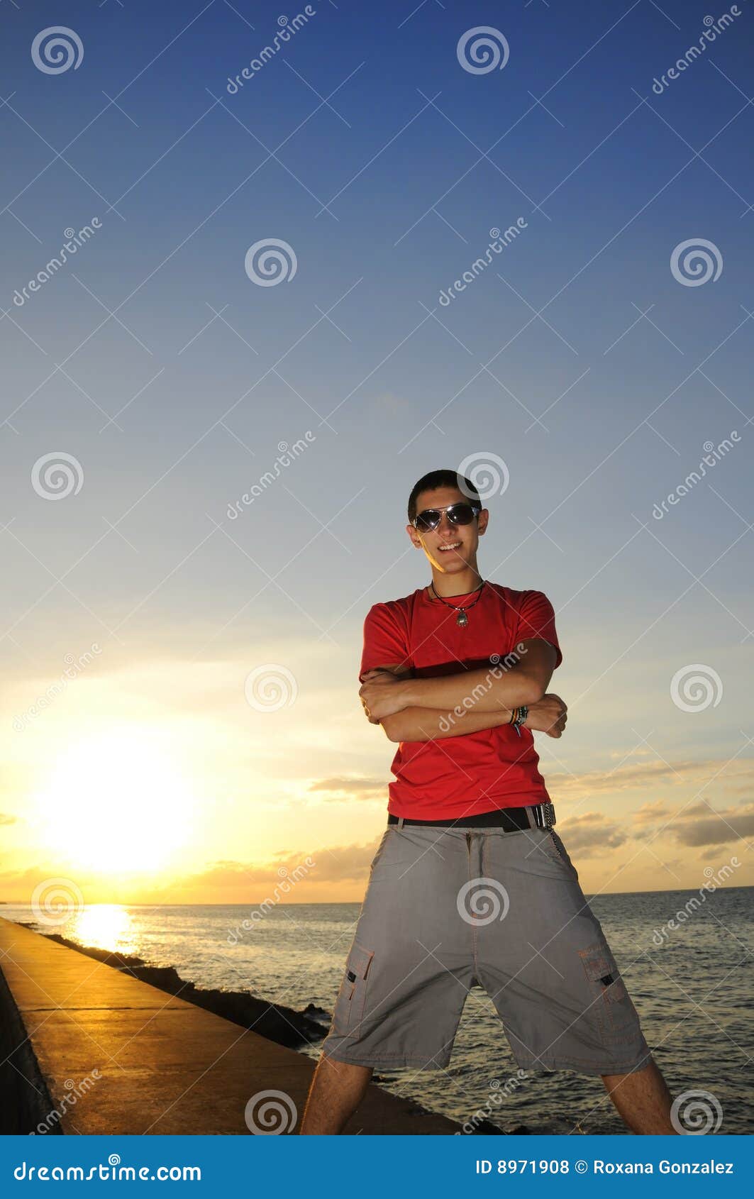 Man standing at sunset stock photo. Image of facial, looking - 8971908