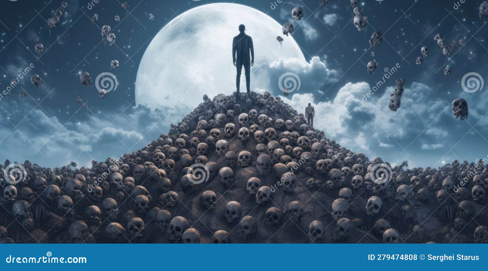 A Man Standing on Top of a Pile of Skulls. Generative AI Image. Stock ...
