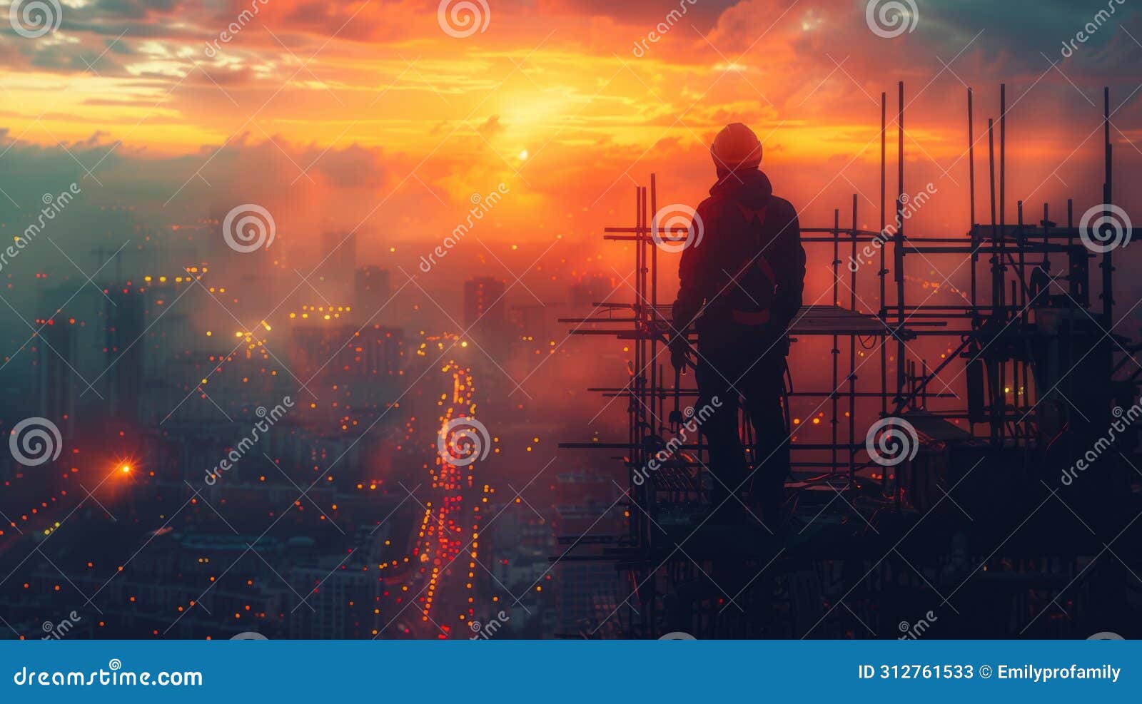 Man Standing on Top of Tall Building Stock Image - Image of building ...