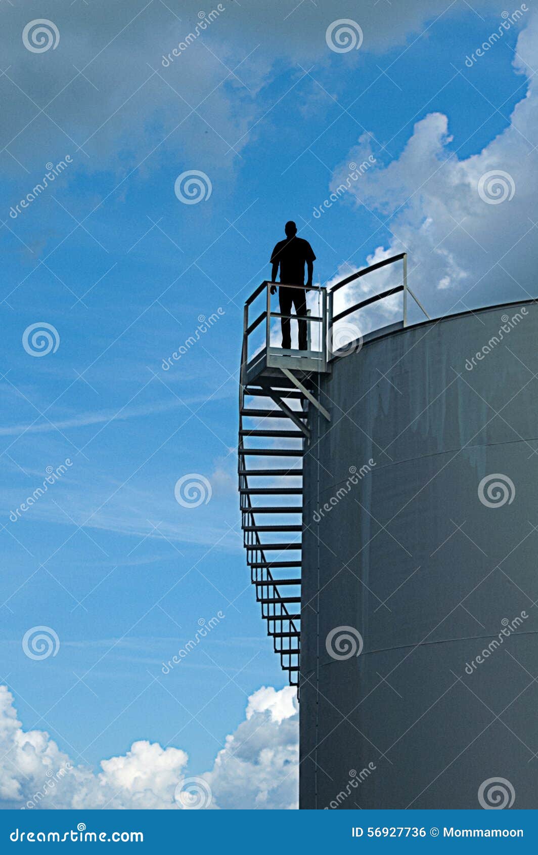 Man Standing on Top of Water Tower Stock Photo - Image of tower ...