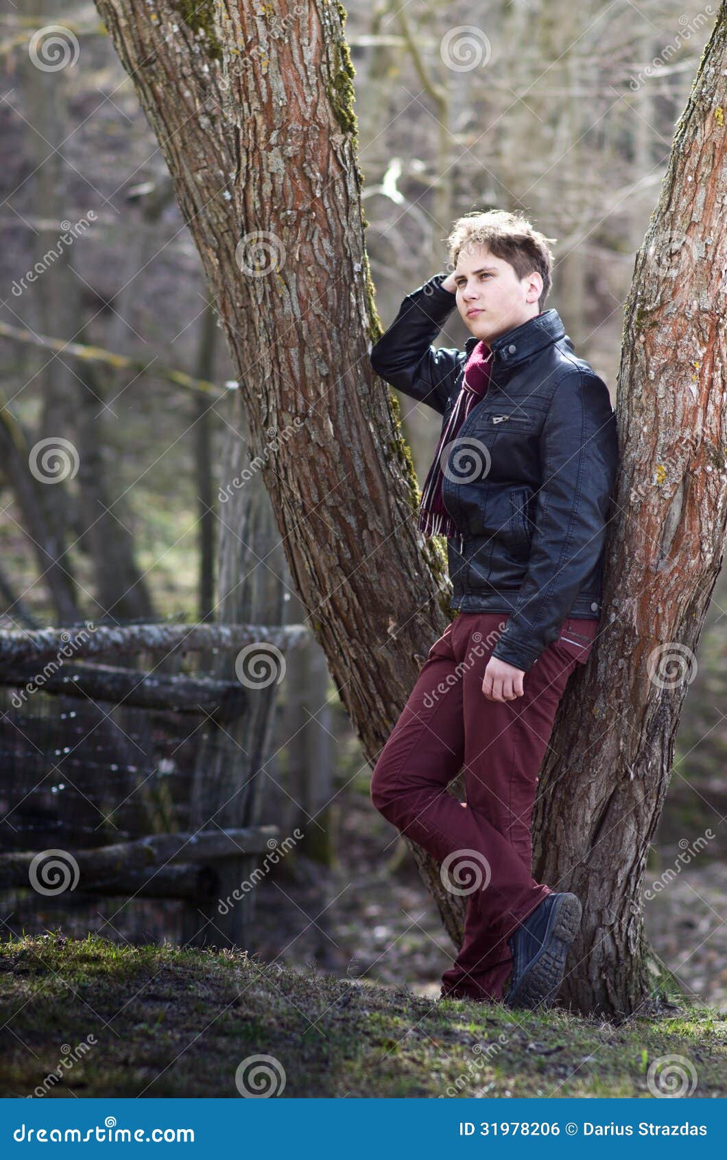 Man Standing at Tree Outdoor Stock Photo - Image of fall, natural: 31978206