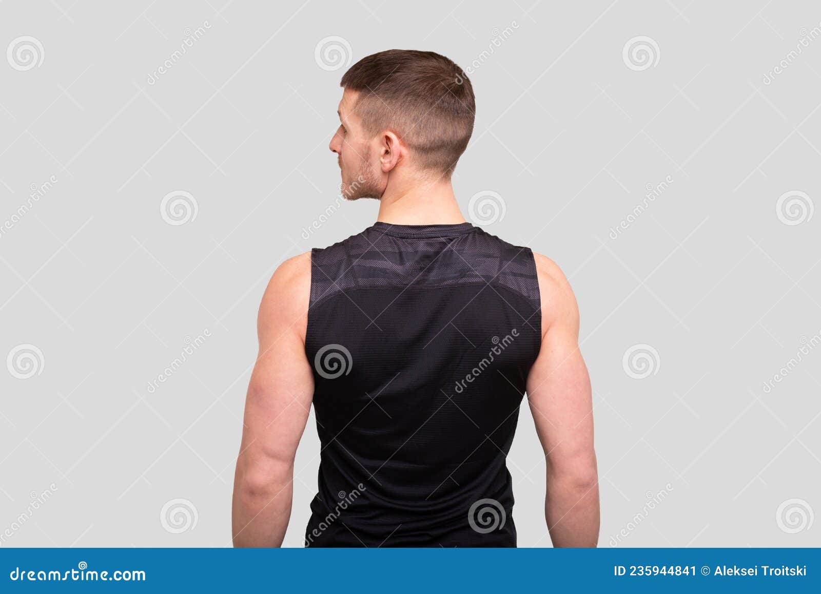 Man Standing Turned Back To Camera. Sport Man Stock Image - Image of ...