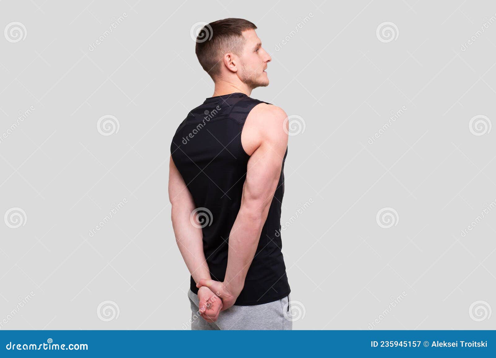 Man Standing Turned Back To Camera. Sport Man Stock Image - Image of ...