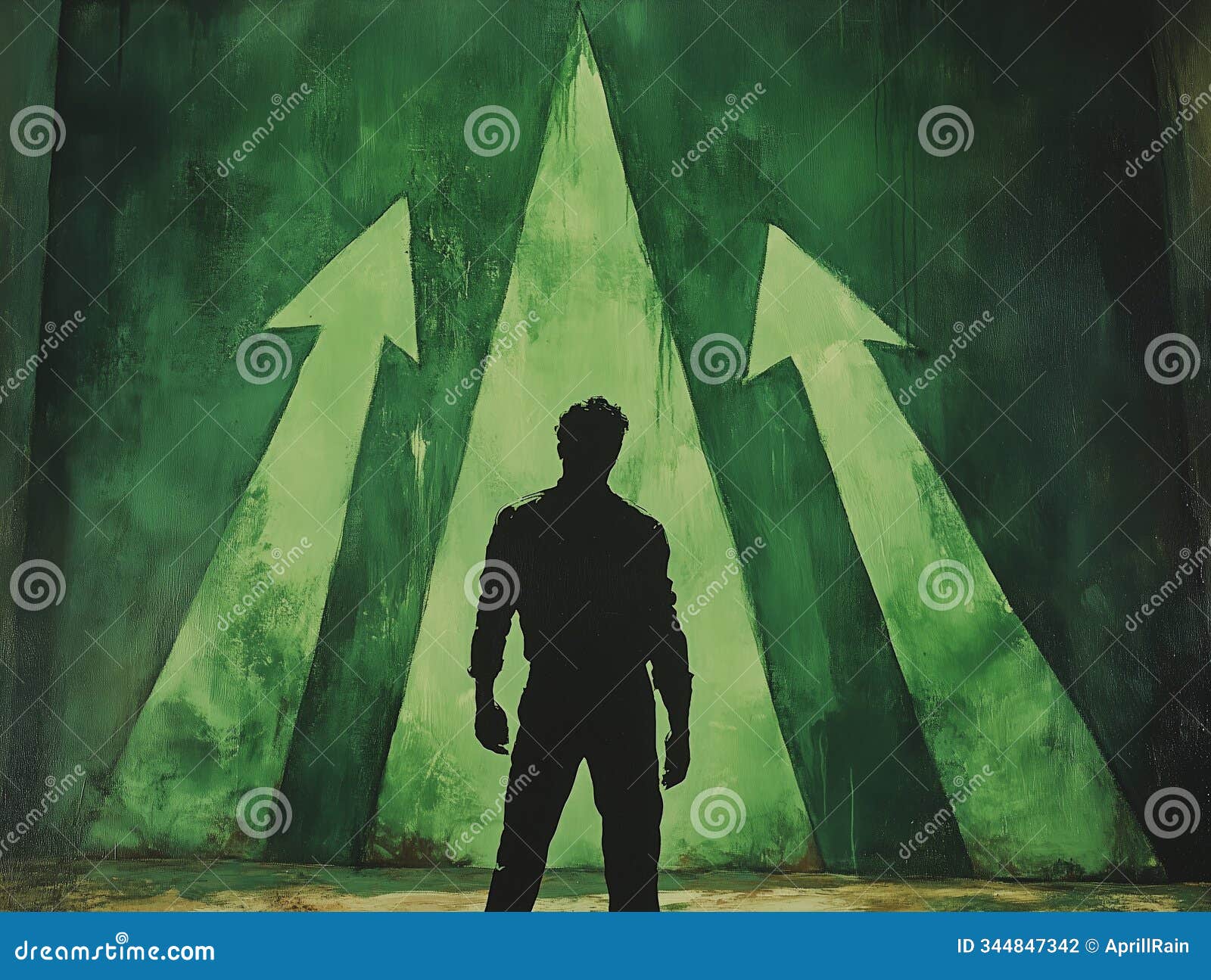 Man Standing before Upward Arrows Symbolizing Growth and Progress Stock ...