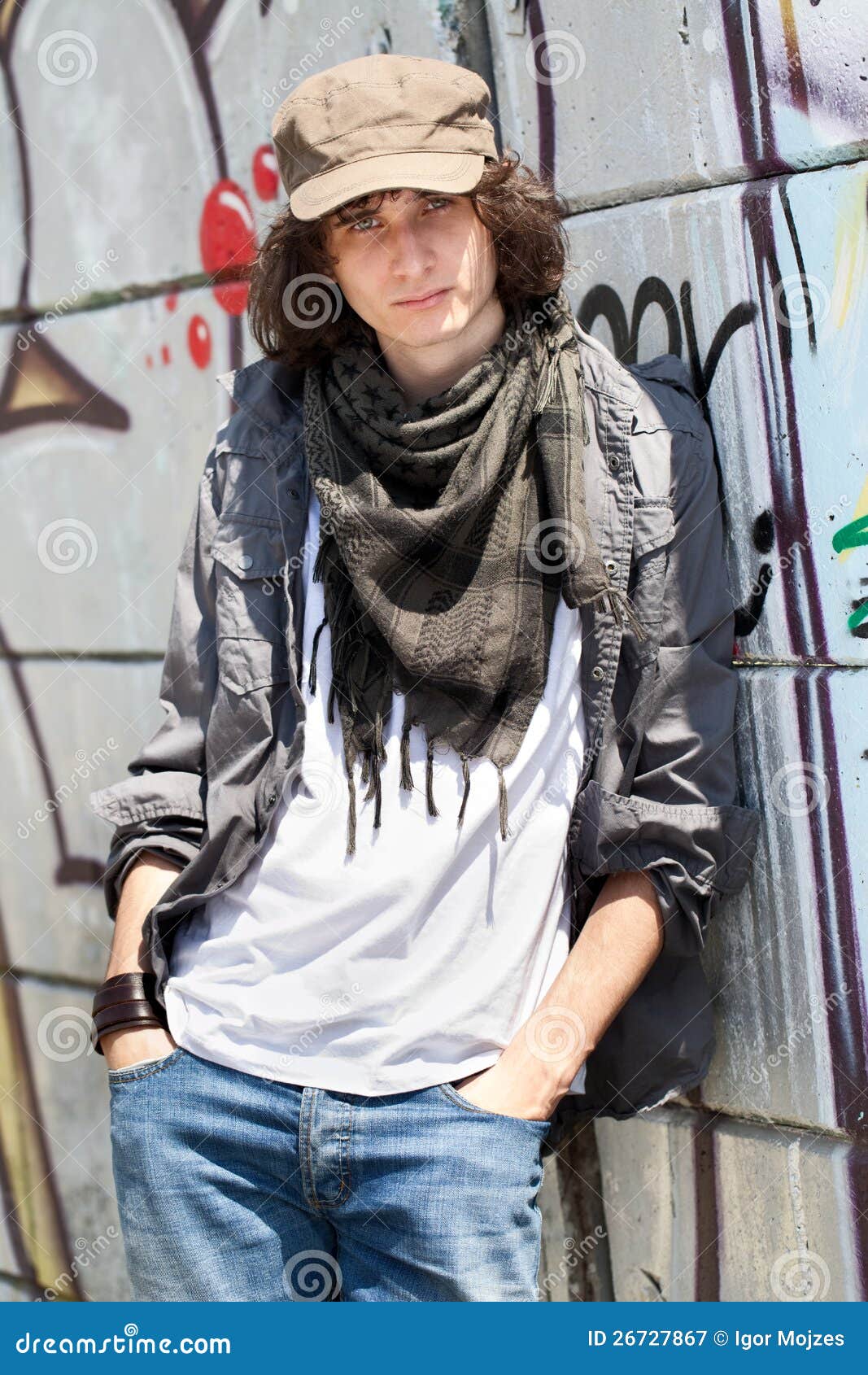 Man standing by wall stock image. Image of beauty, melancholic - 26727867