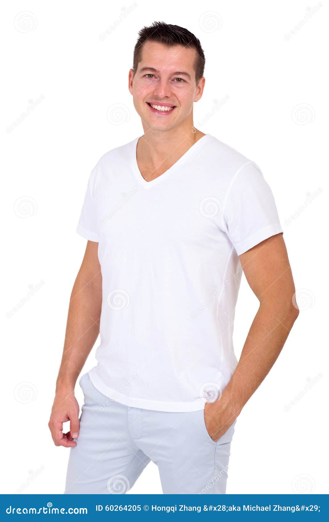 Man standing on white stock image. Image of casual, smiling - 60264205