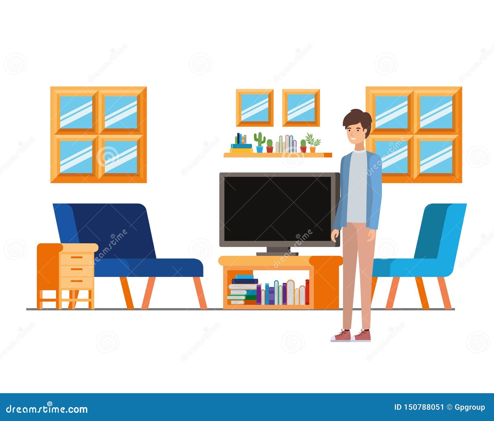 Man Standing in the Work Office with White Background Stock Vector ...