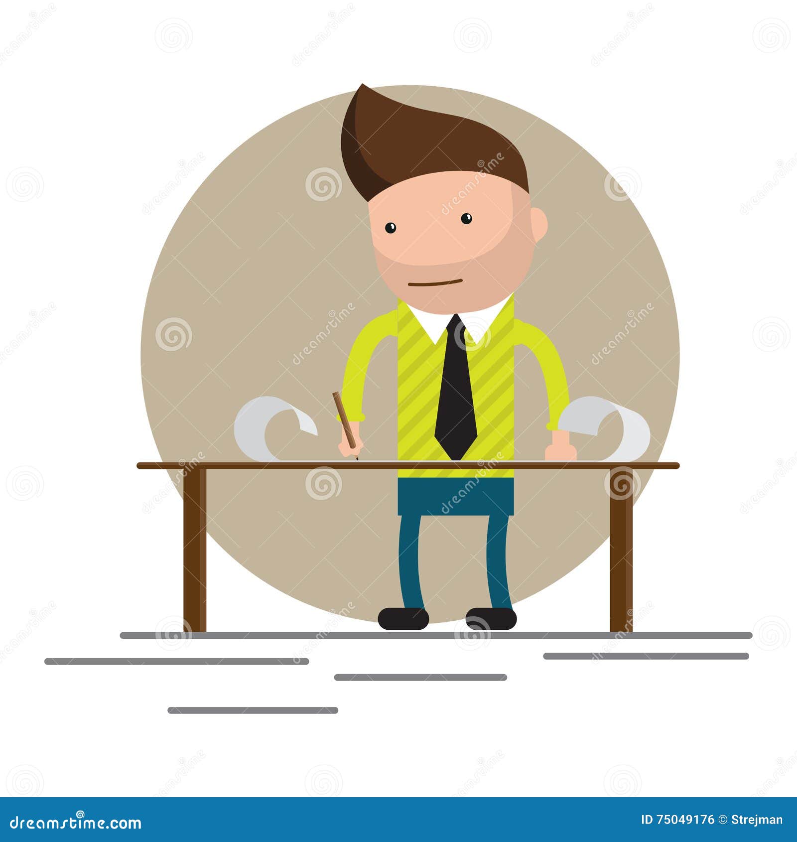 Man standing and working stock vector. Illustration of idea - 75049176