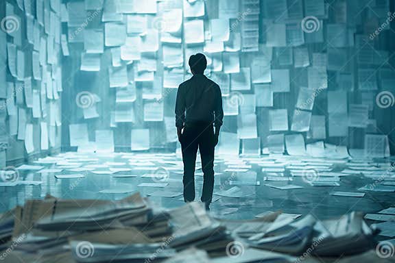 Man Standing in a Room Filled with Papers Stock Illustration ... Man Standing in a Room Filled with Papers Stock Illustration ...