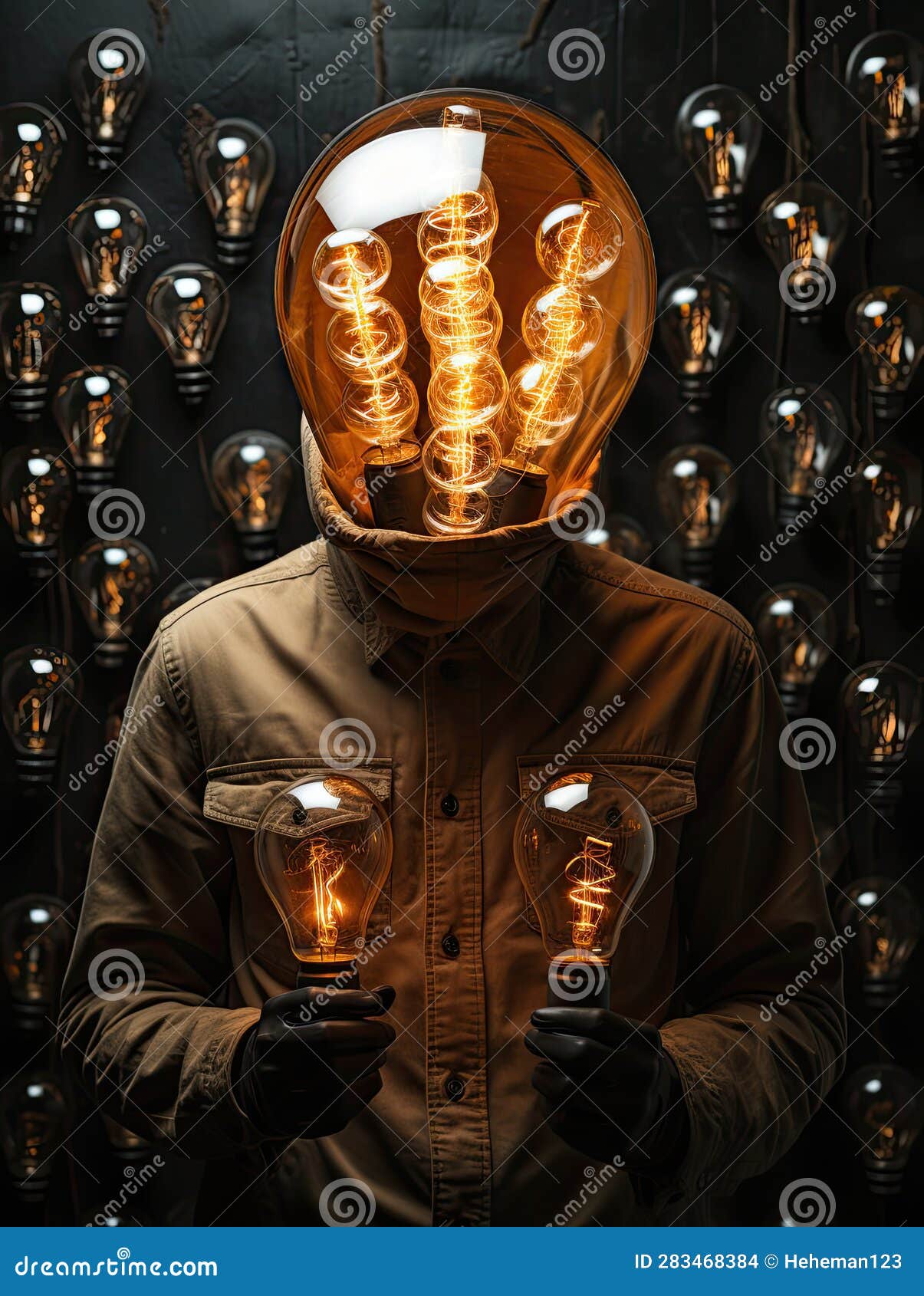 A Man with the Light Bulb Head As Inspiration for Many Brilliant Ideas ...