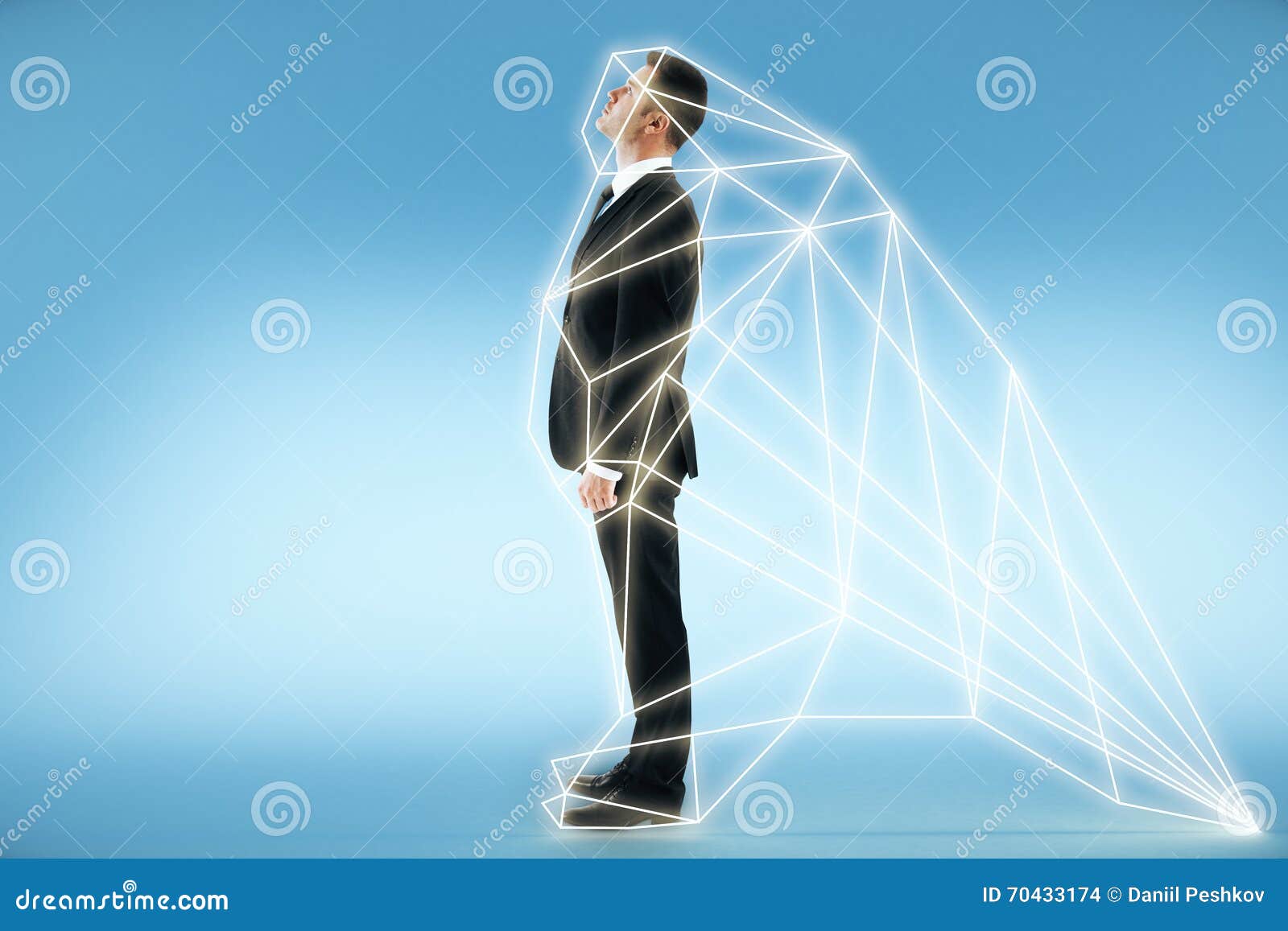 A Man Stands in a Digital Interface Stock Illustration - Illustration ...