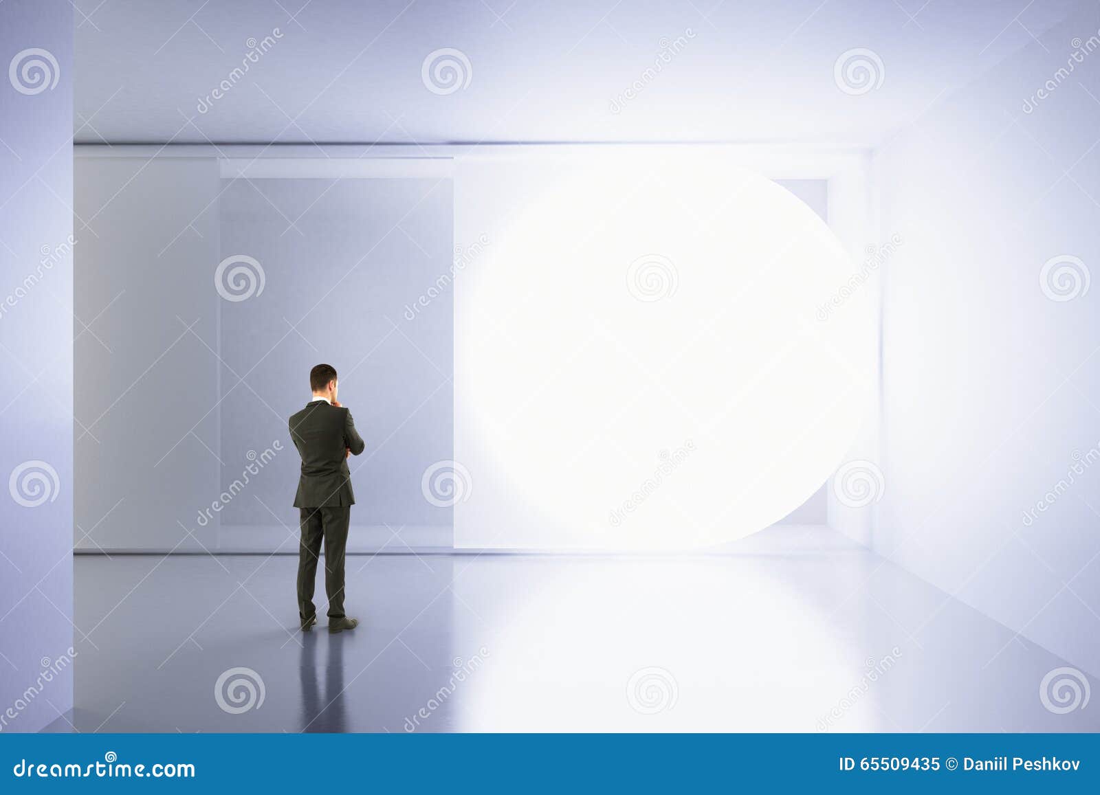 A Man Stands in an Empty White Room with Copy Space Stock Image - Image ...