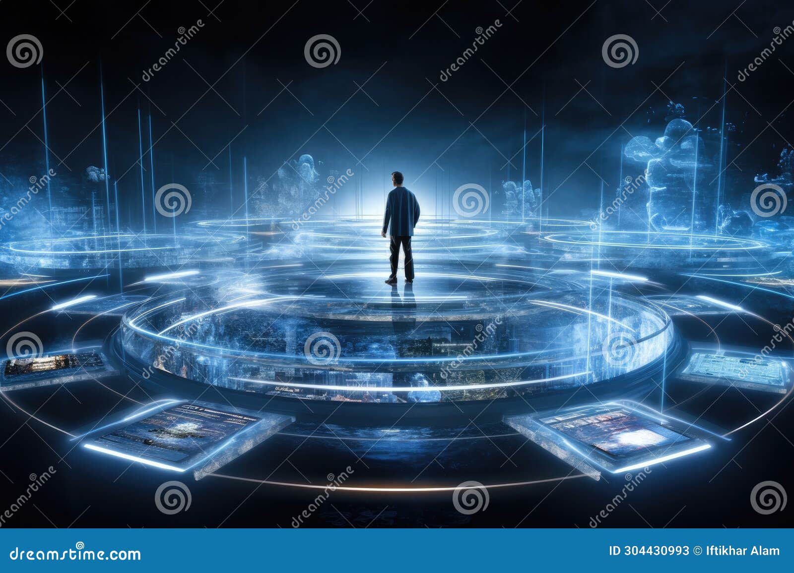 A Man Stands in Front of a Circular Structure, Looking Towards the ...