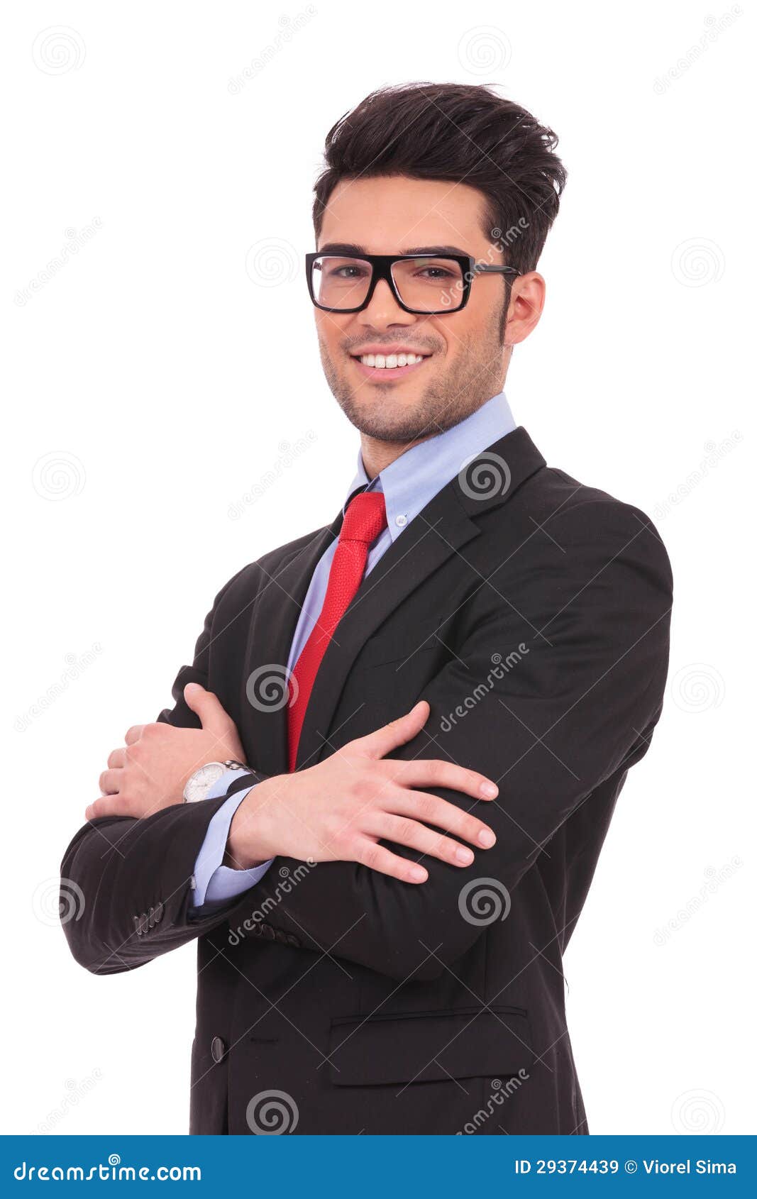 Man Stands with Hands Crossed Stock Image - Image of angle, person ...