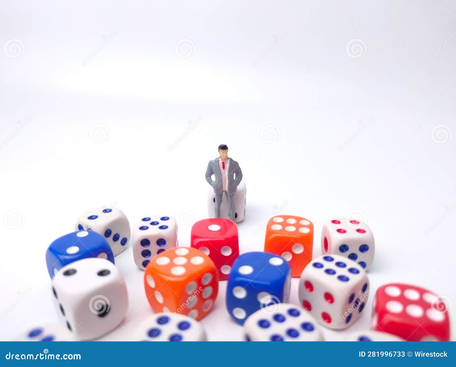 Dices are Stacked Up and a Man Stands Next To Them Stock Image - Image ... Dices are Stacked Up and a Man Stands Next To Them Stock Image - Image ...